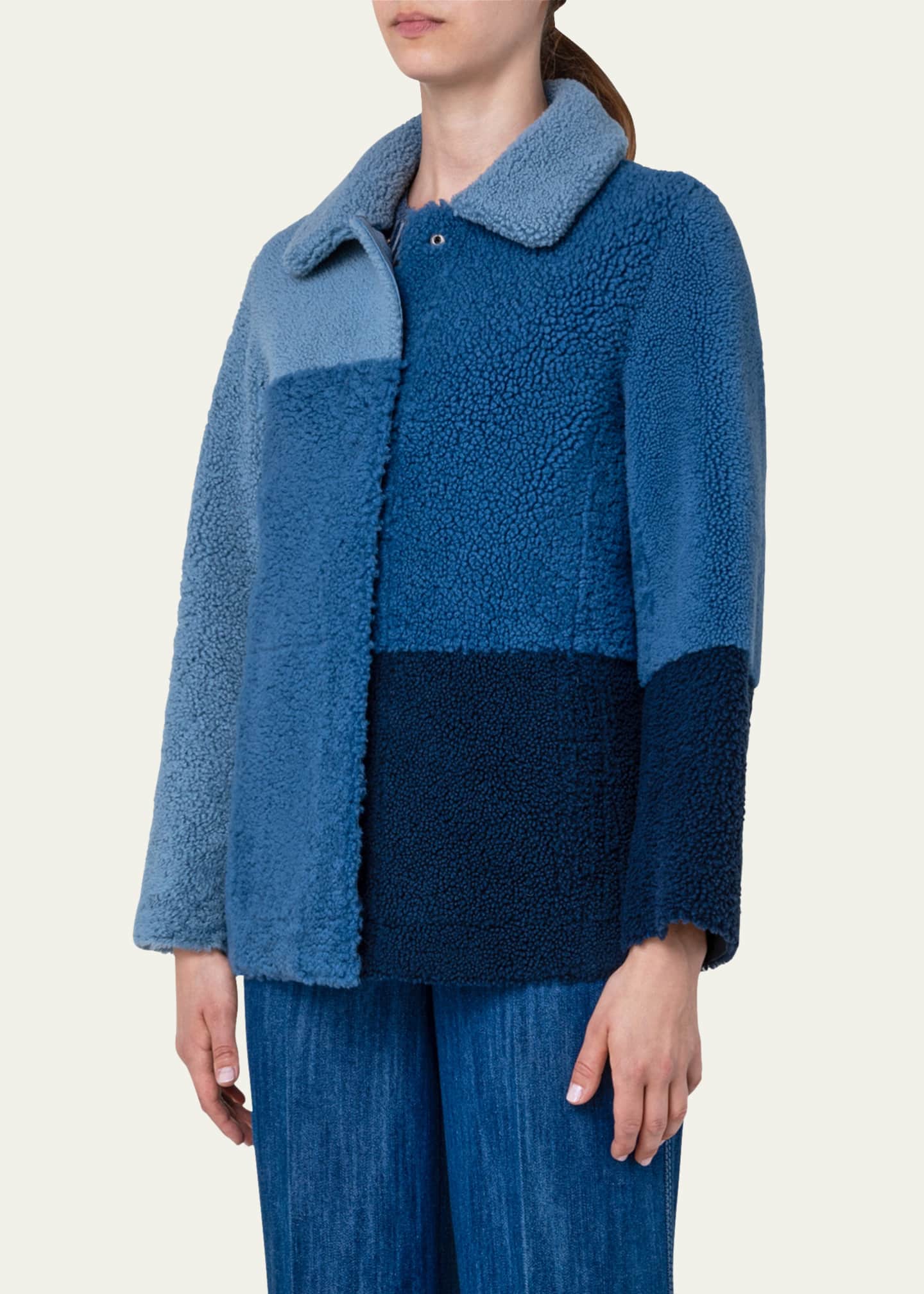 Akris punto Colorblock Reversible Lamb Shearling Jacket - Bergdorf Goodman