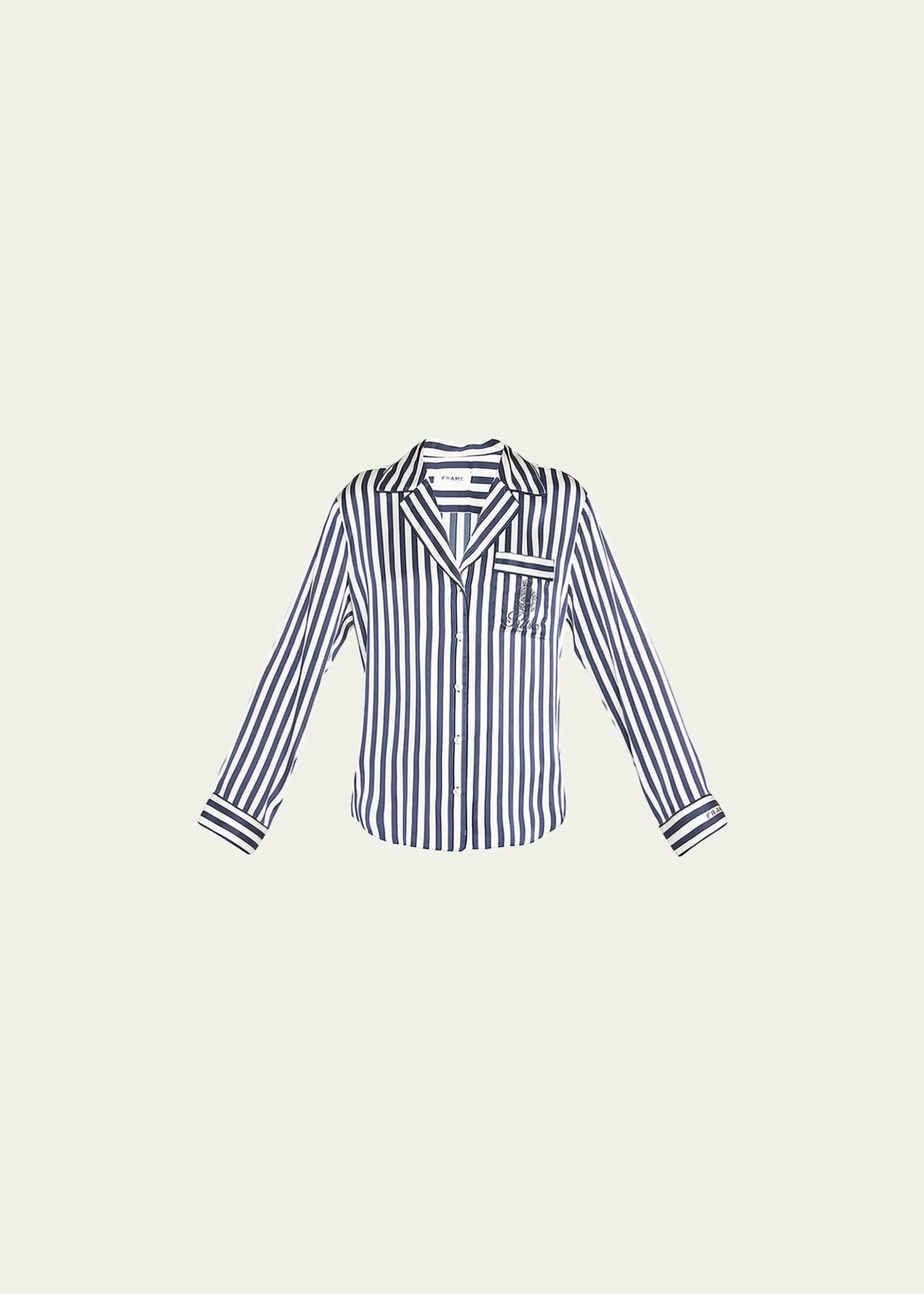 FRAME x Ritz Paris FRAME x Ritz Paris Silk Striped Button-Front PJ ...