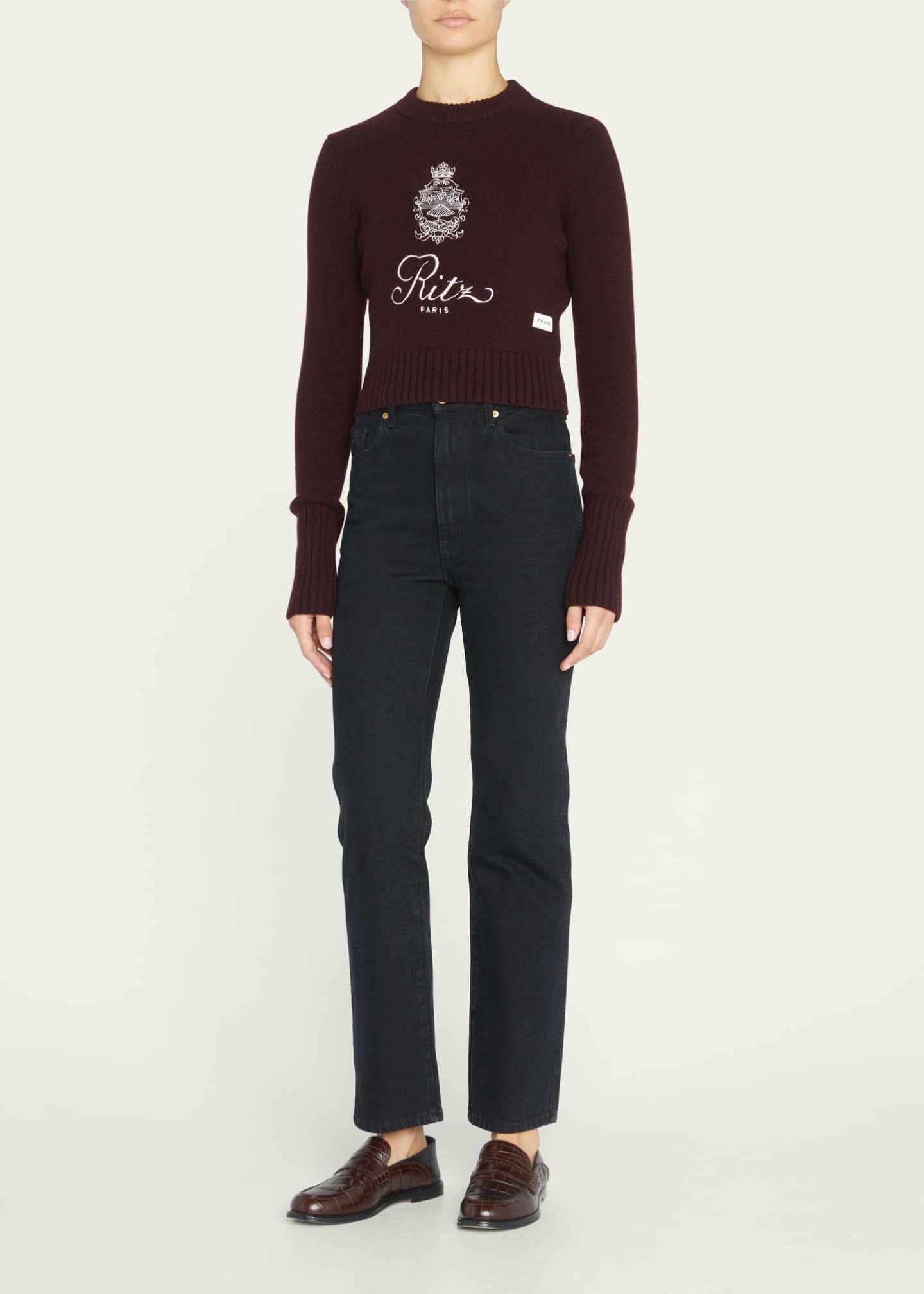 FRAME x Ritz Paris FRAME x Ritz Paris Embroidered Cropped Cashmere ...