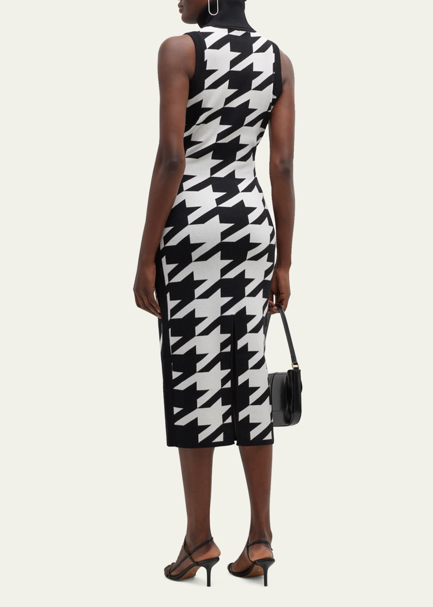 Toccin Houndstooth Tie-Front Turtleneck Midi Dress - Bergdorf Goodman