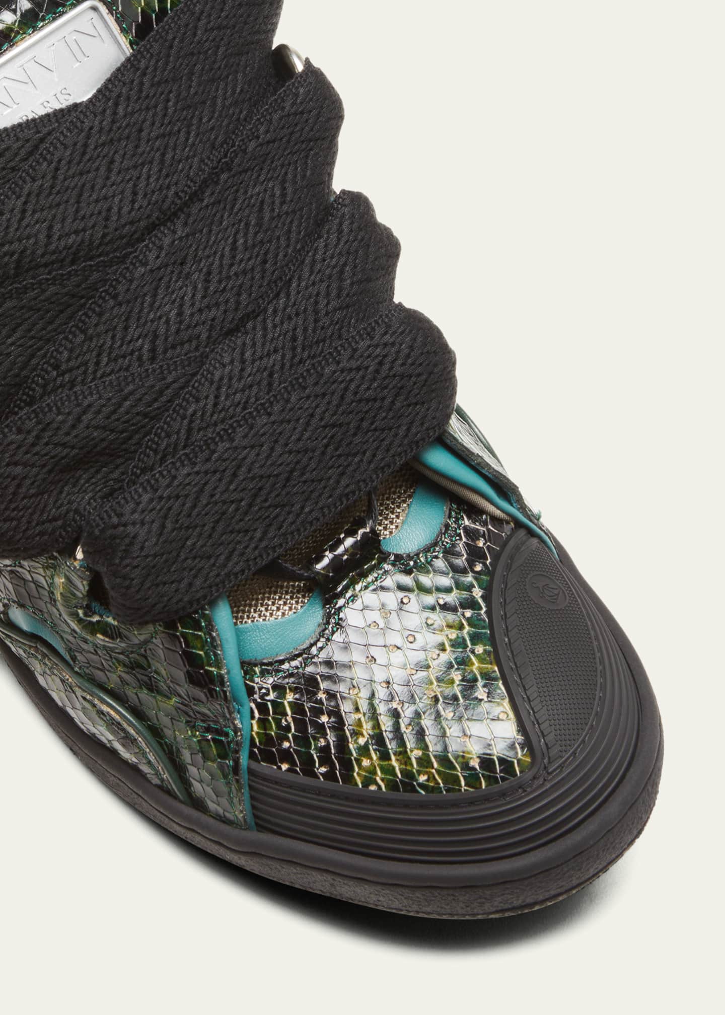 Lanvin Men's Curb Snake-Embossed Leather Low-Top Sneakers - Bergdorf ...