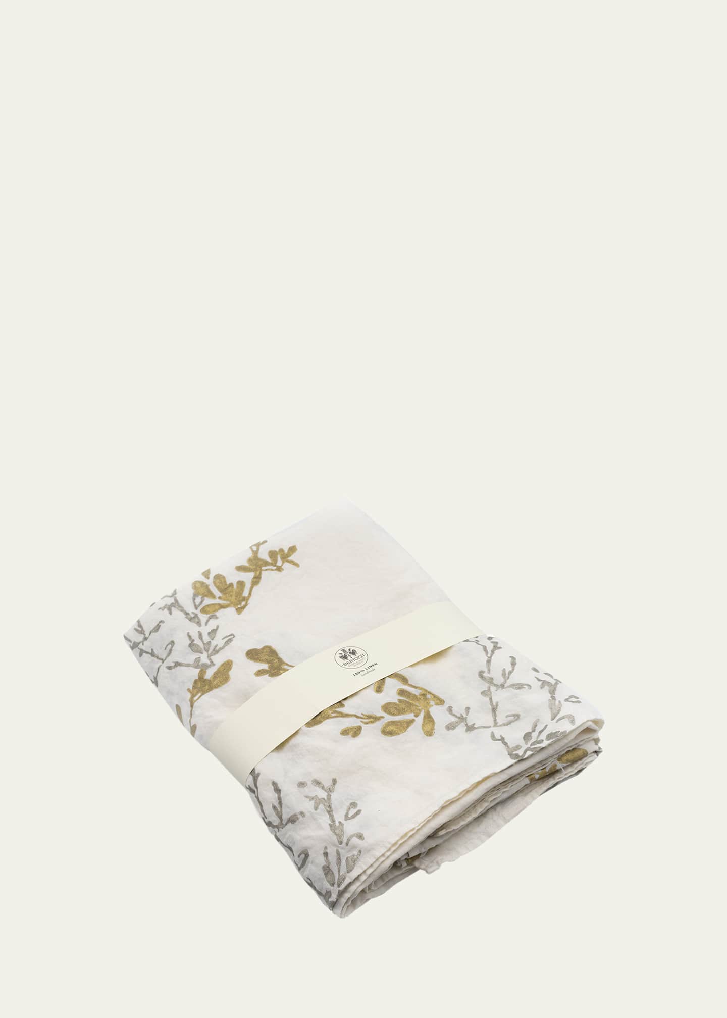 Stamperia Bertozzi Rami Oro Painted Linen Tablecloth, 98" x 57 ...