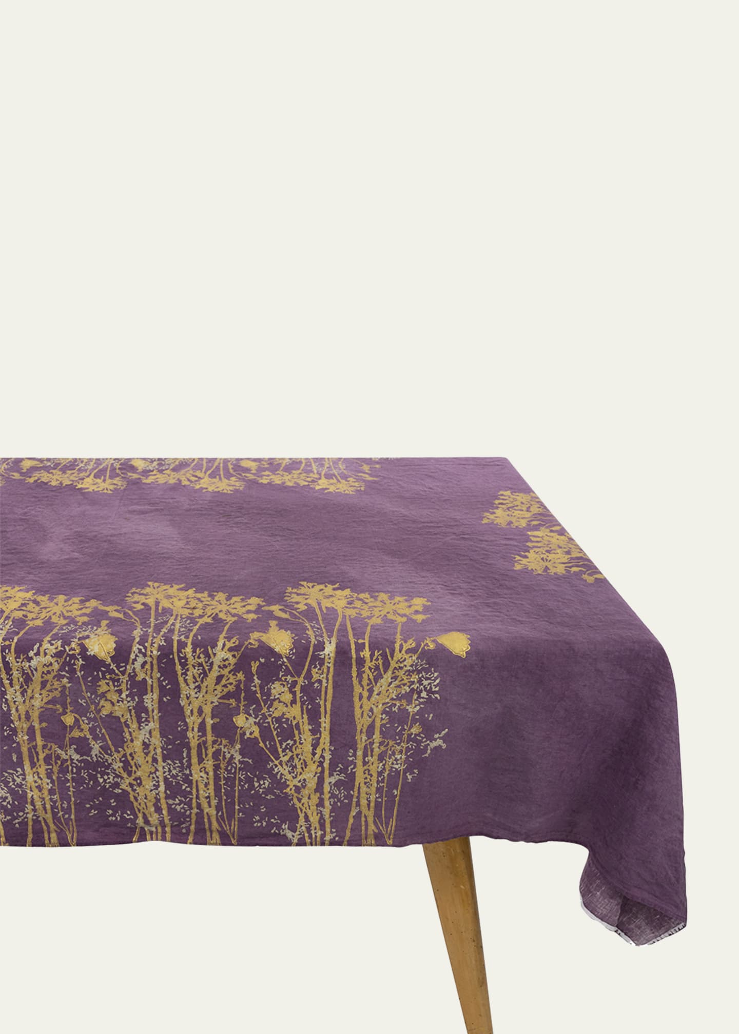Stamperia Bertozzi Gold & Champagne Pratoline Painted Linen Tablecloth ...