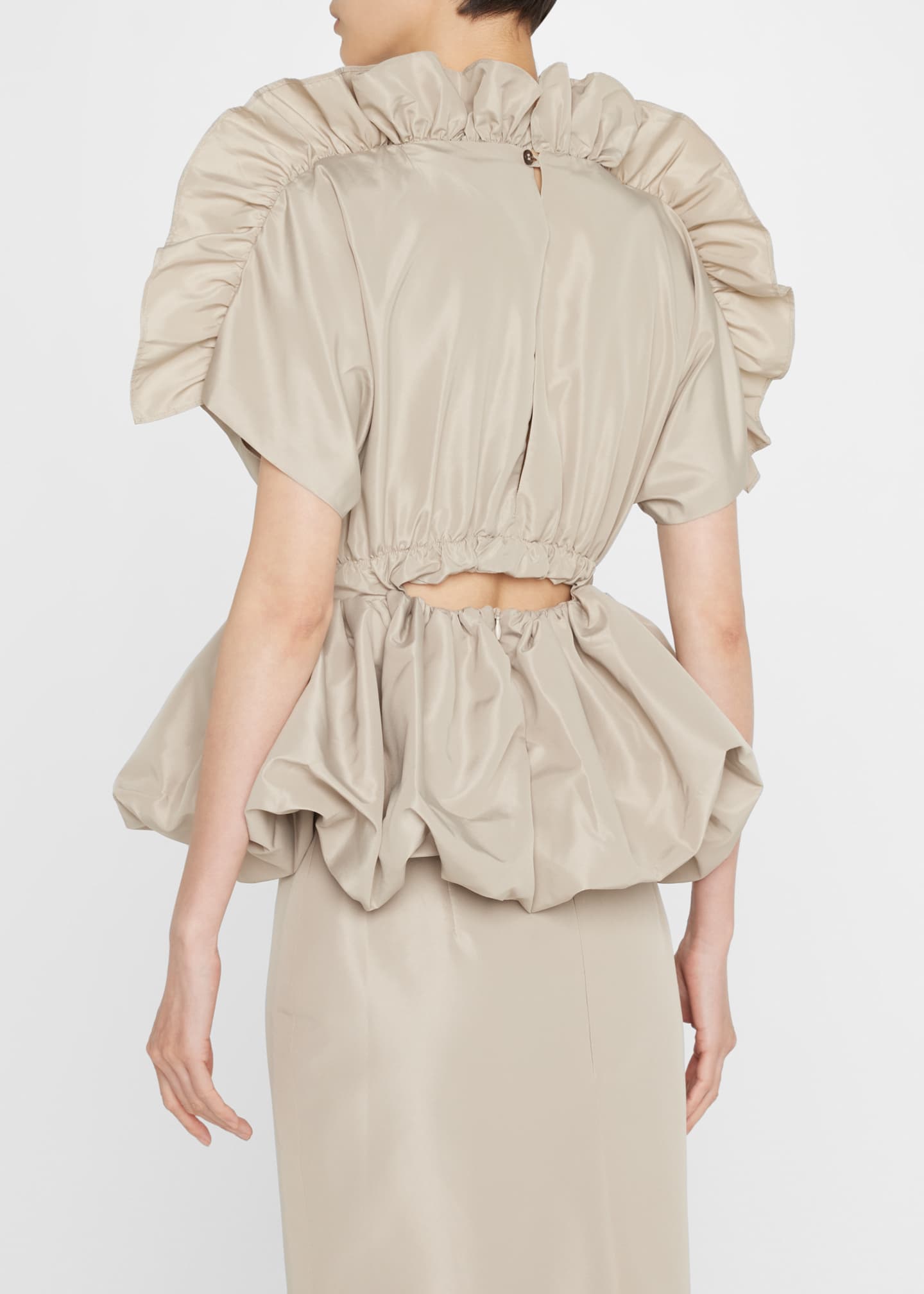 Kika Vargas Peplum Cutout Ruffle-Trim Top - Bergdorf Goodman