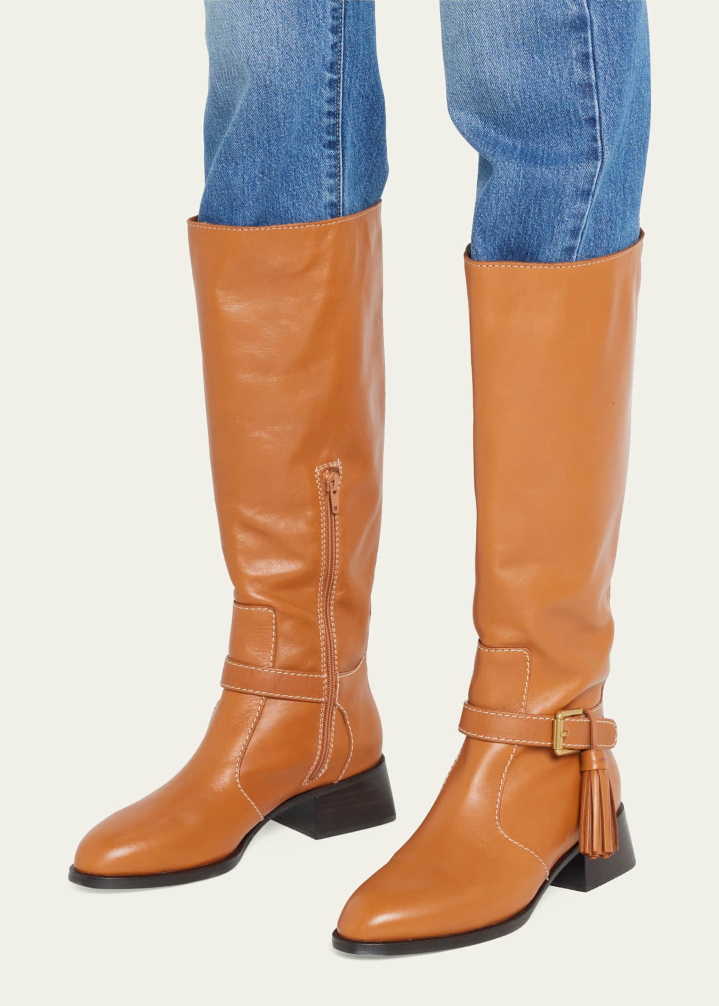 See by Chloe Lory Leather Tassel Riding Boots - Bergdorf Goodman