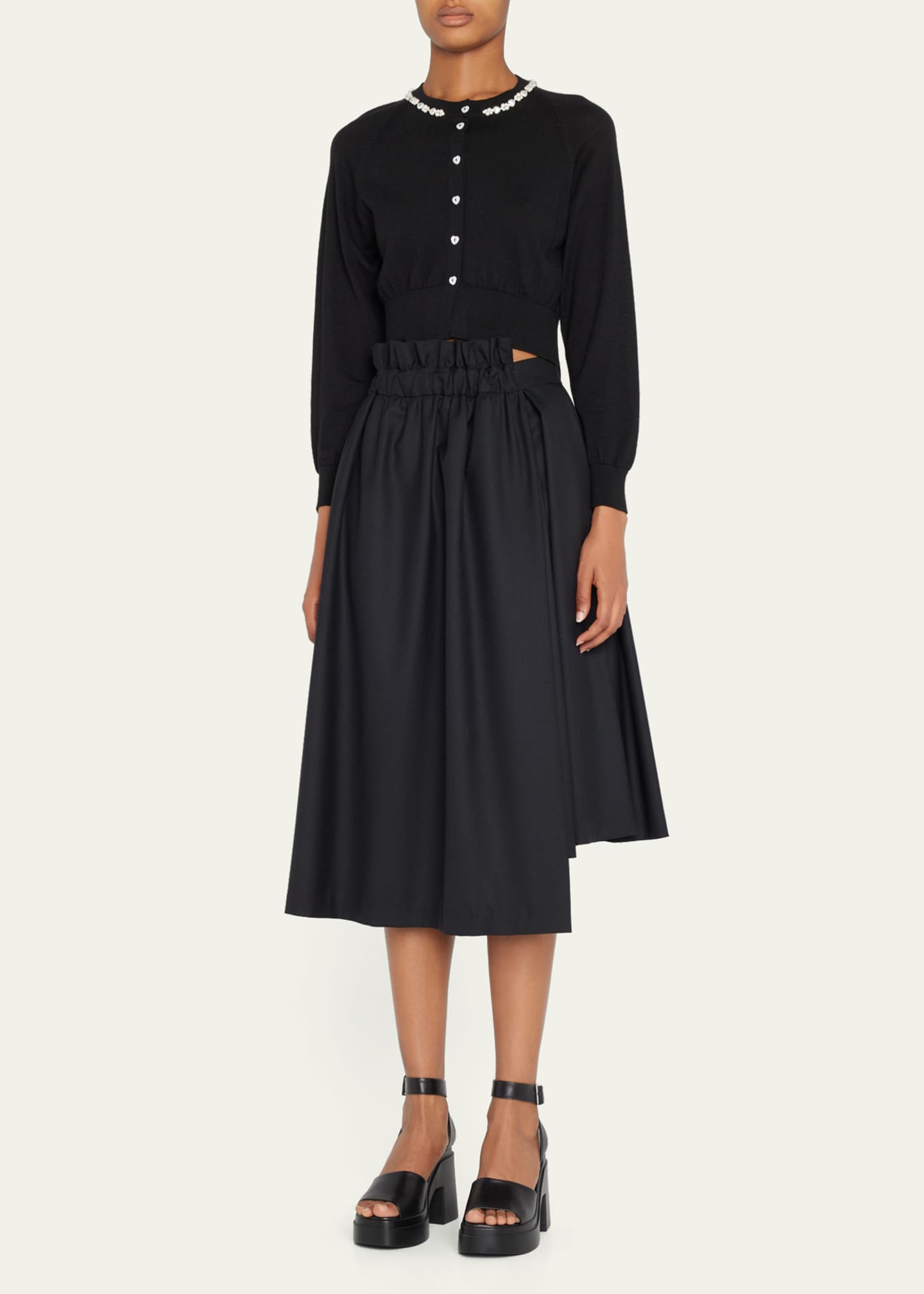 Simone Rocha Bead-Embellished Wool Crop Cardigan - Bergdorf Goodman