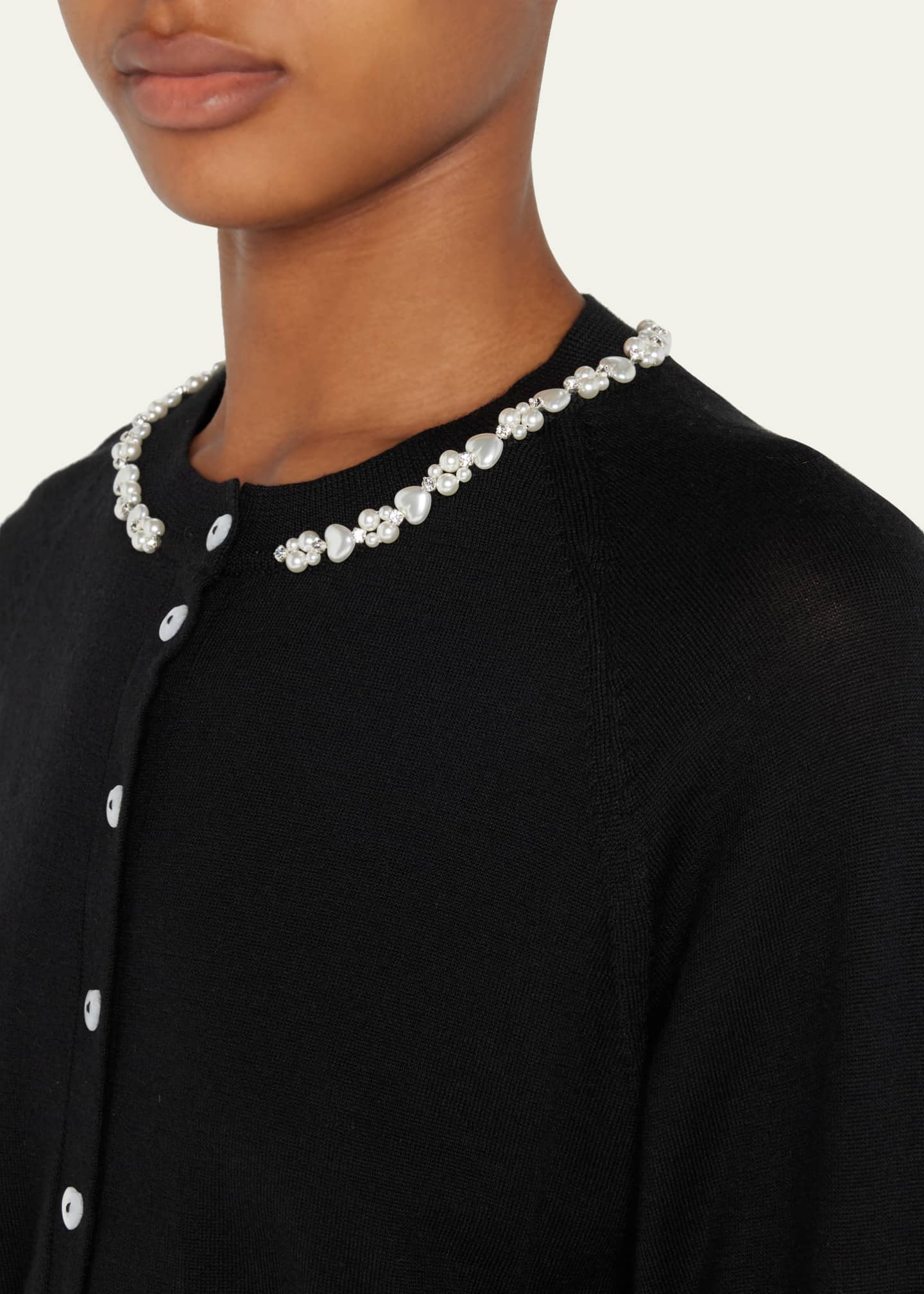 Simone Rocha Bead-Embellished Wool Crop Cardigan - Bergdorf Goodman