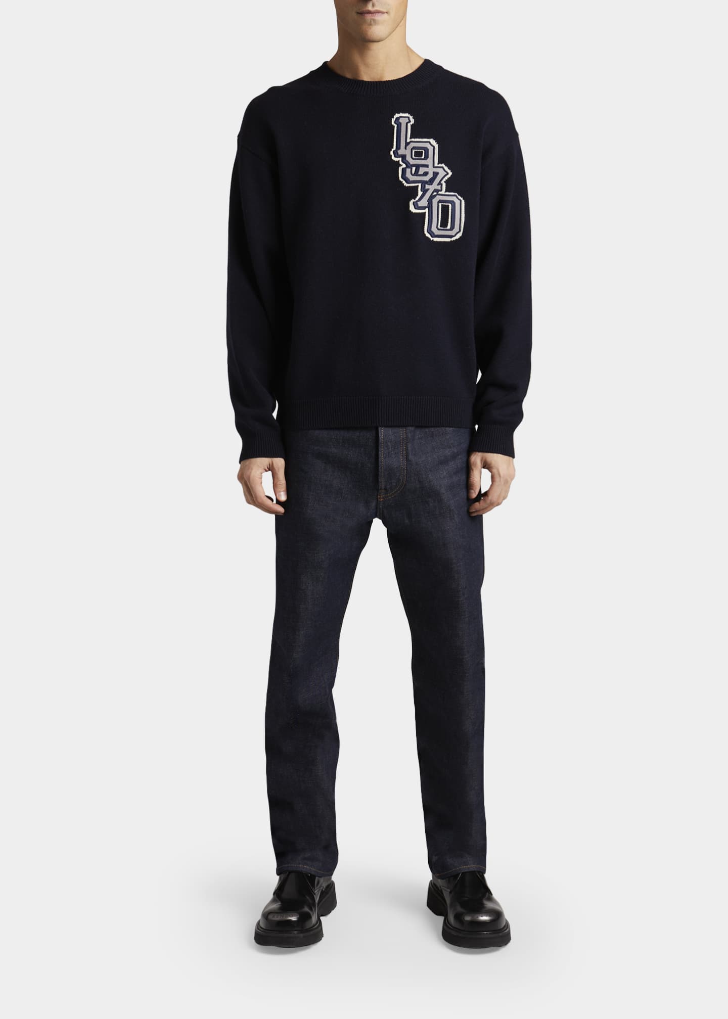Kenzo Men's Wool-Knit Chenille Logo Sweater - Bergdorf Goodman