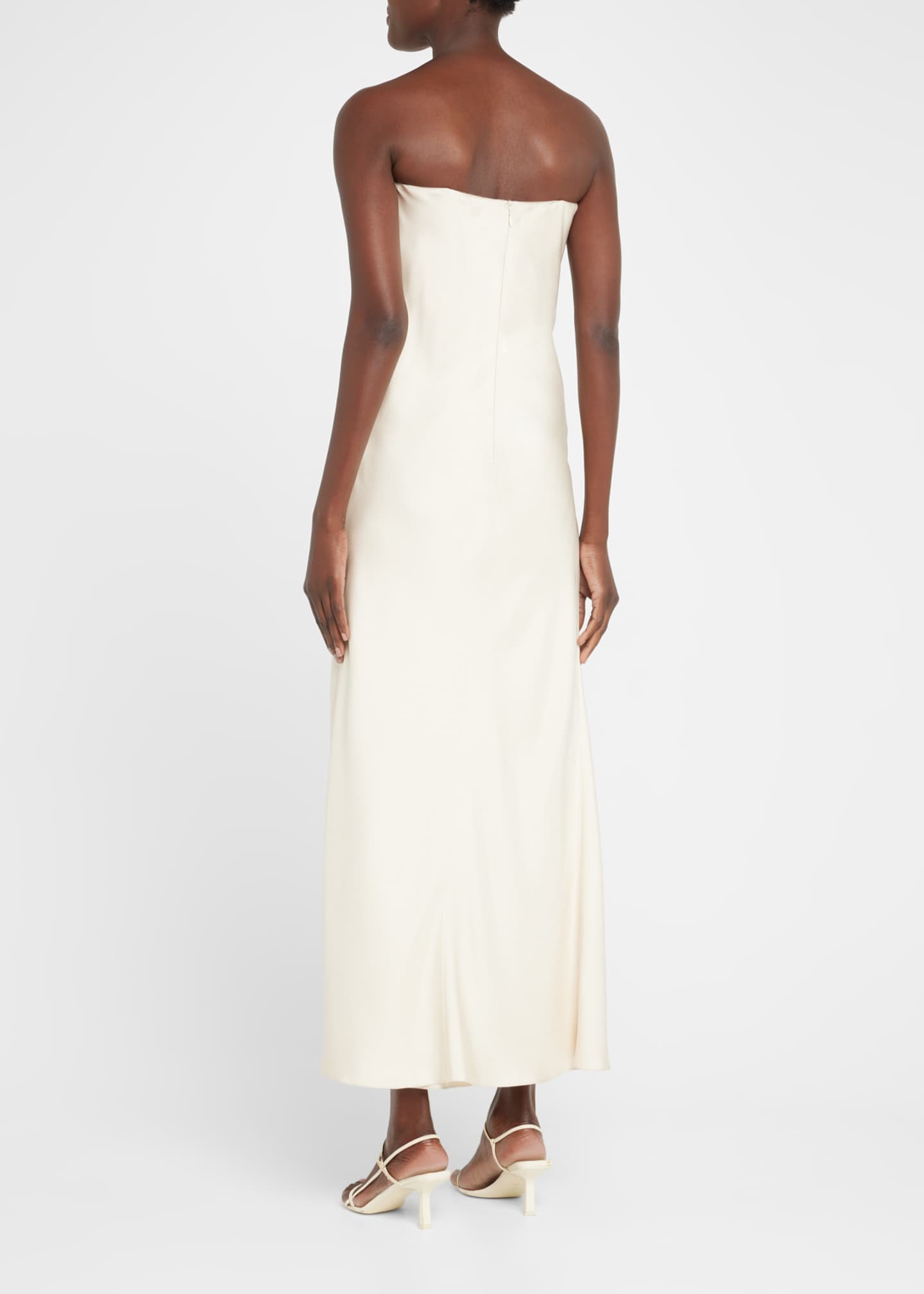 Brandon Maxwell Silk Dress w/ Cascade Front - Bergdorf Goodman