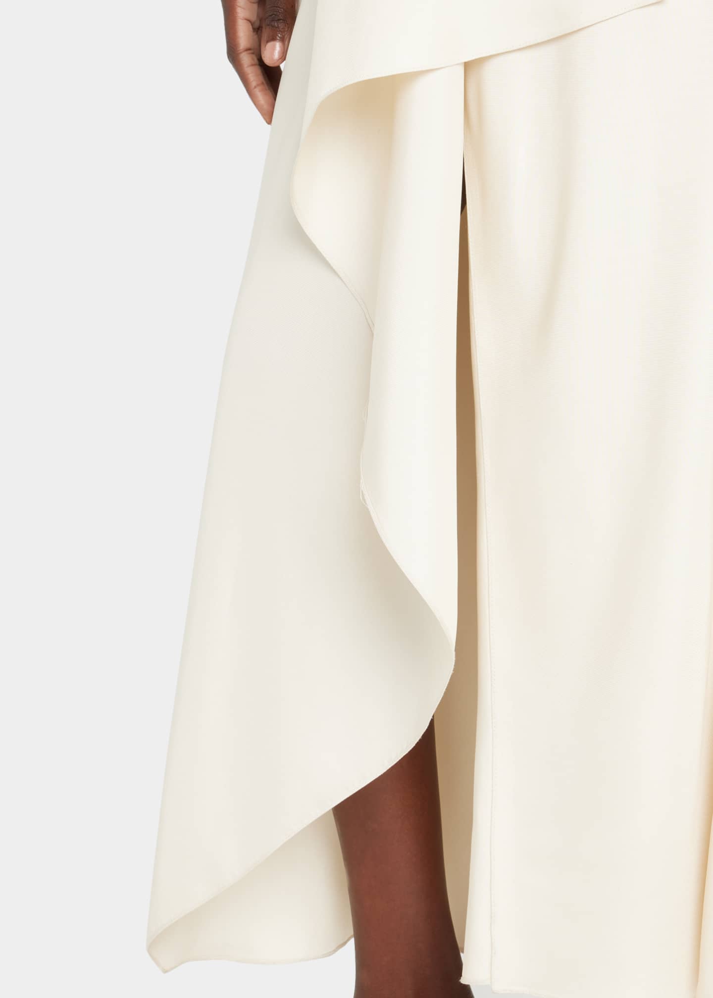 Brandon Maxwell Silk Dress w/ Cascade Front - Bergdorf Goodman