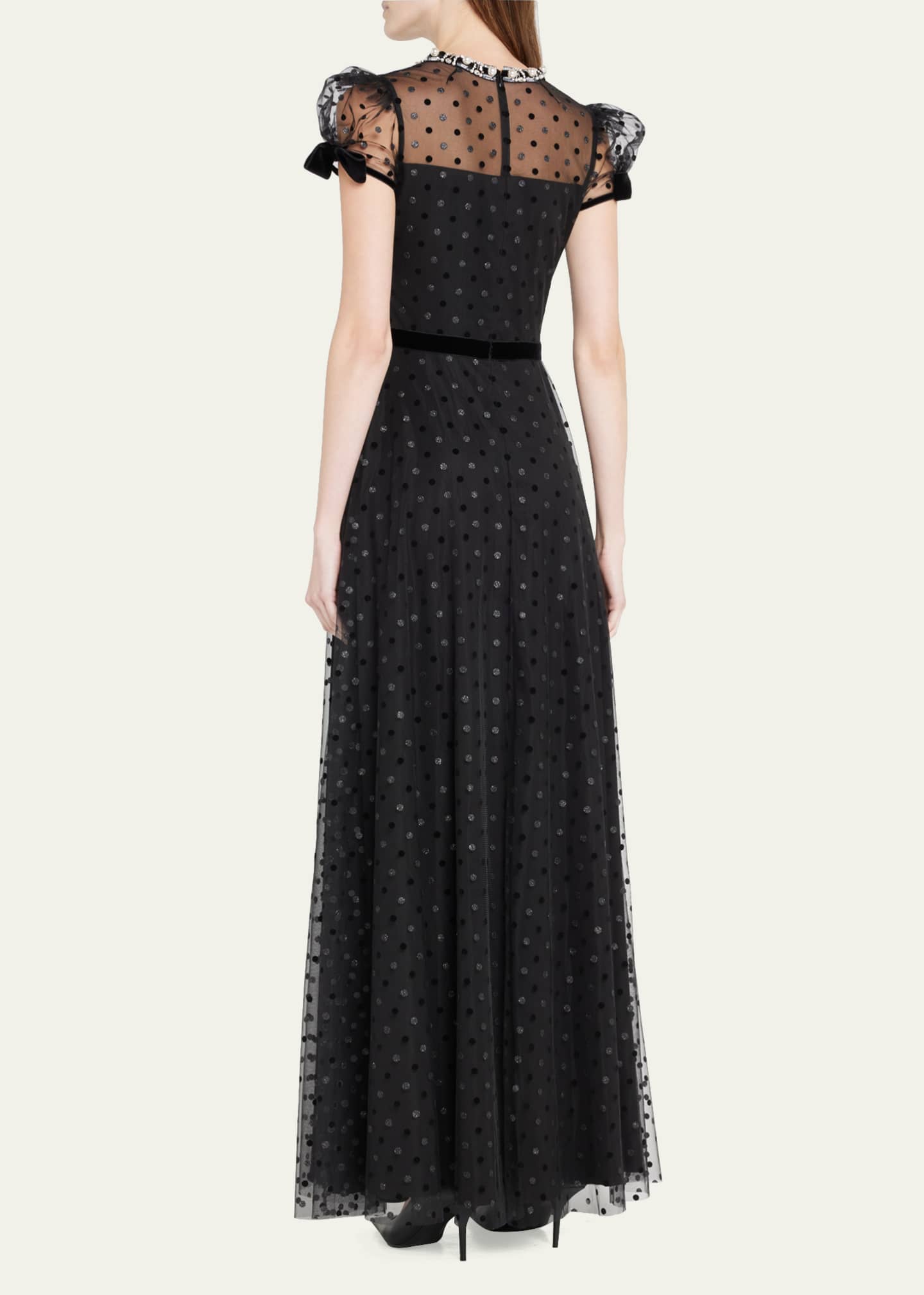 Jenny Packham Fawn Polka-Dot Mesh Embellished Dress - Bergdorf Goodman