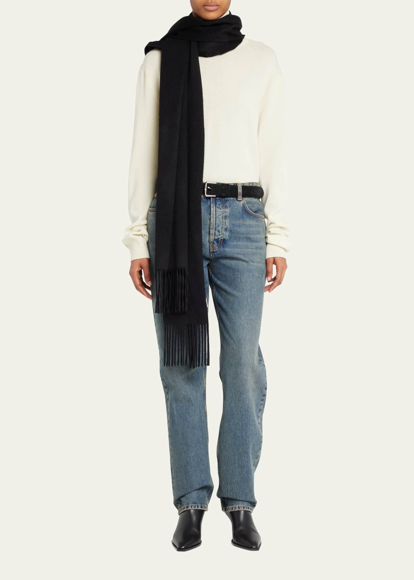 THE ROW Victoire Cashmere Fringe-Edge Scarf - Bergdorf Goodman