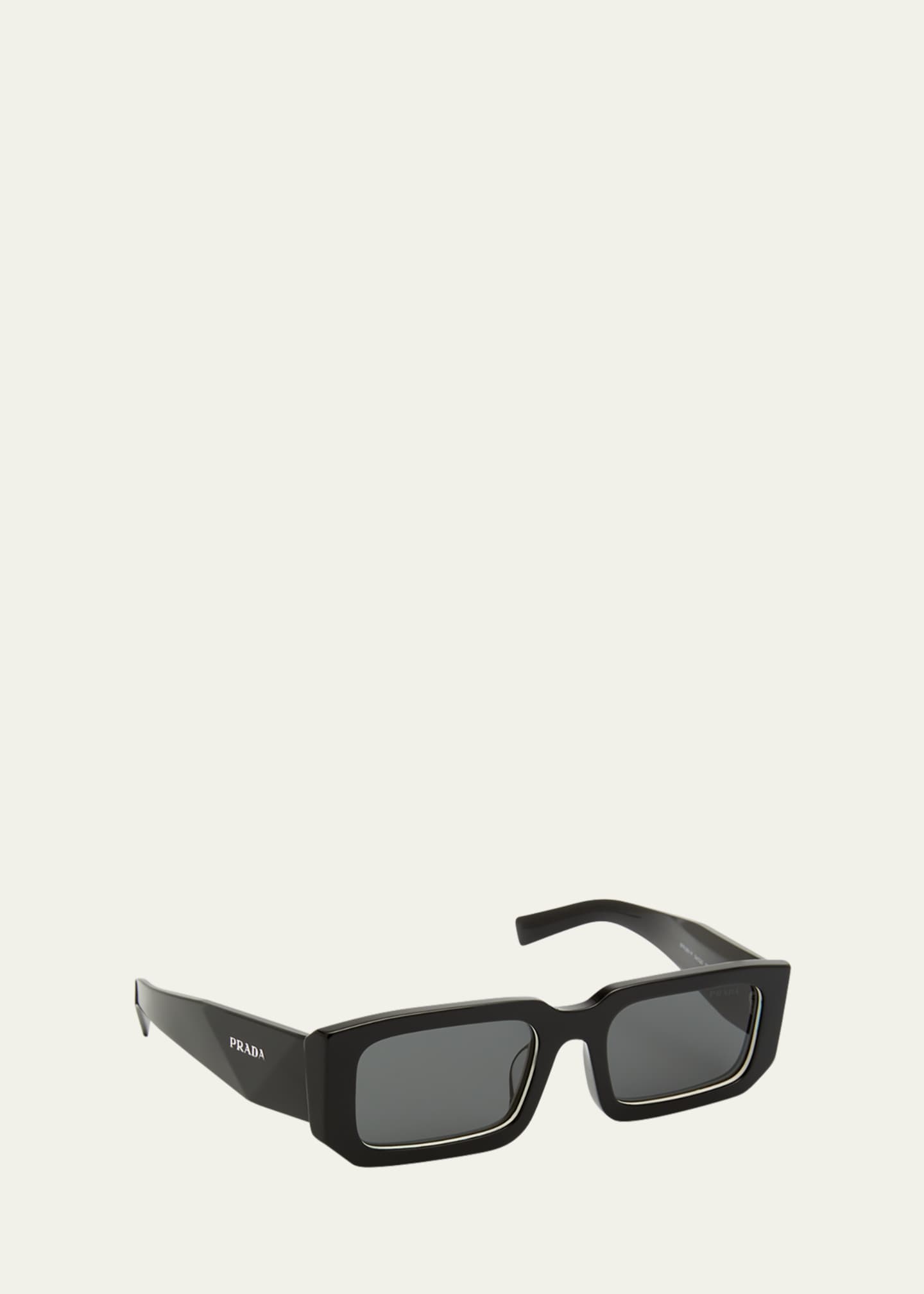 Prada Logo Acetate Rectangle Sunglasses - Bergdorf Goodman