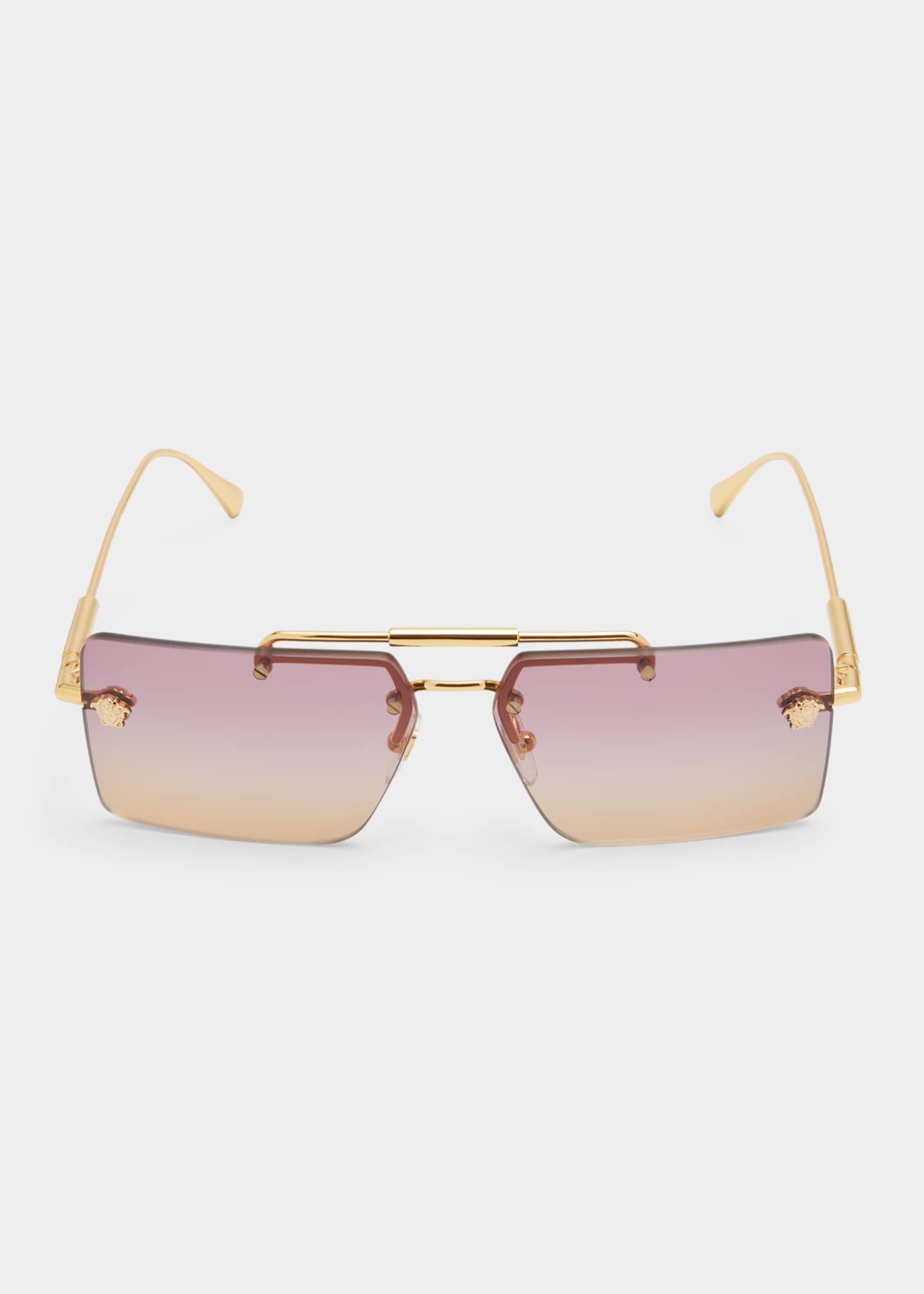 Versace Medusa Rimless Rectangle Metal Sunglasses - Bergdorf Goodman