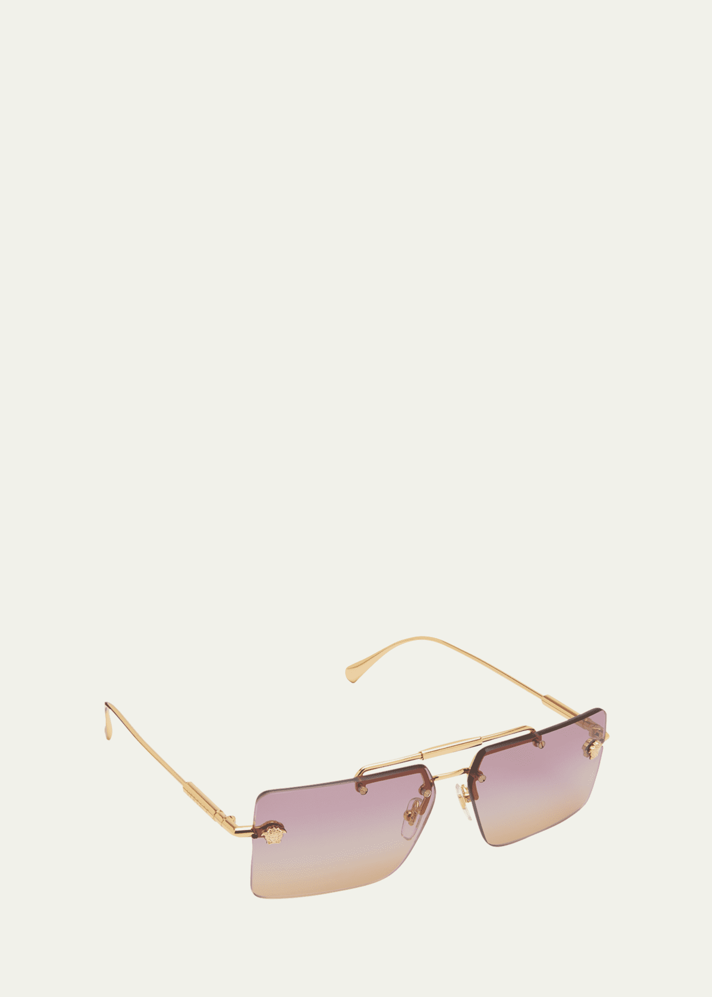 Versace Medusa Rimless Rectangle Metal Sunglasses - Bergdorf Goodman