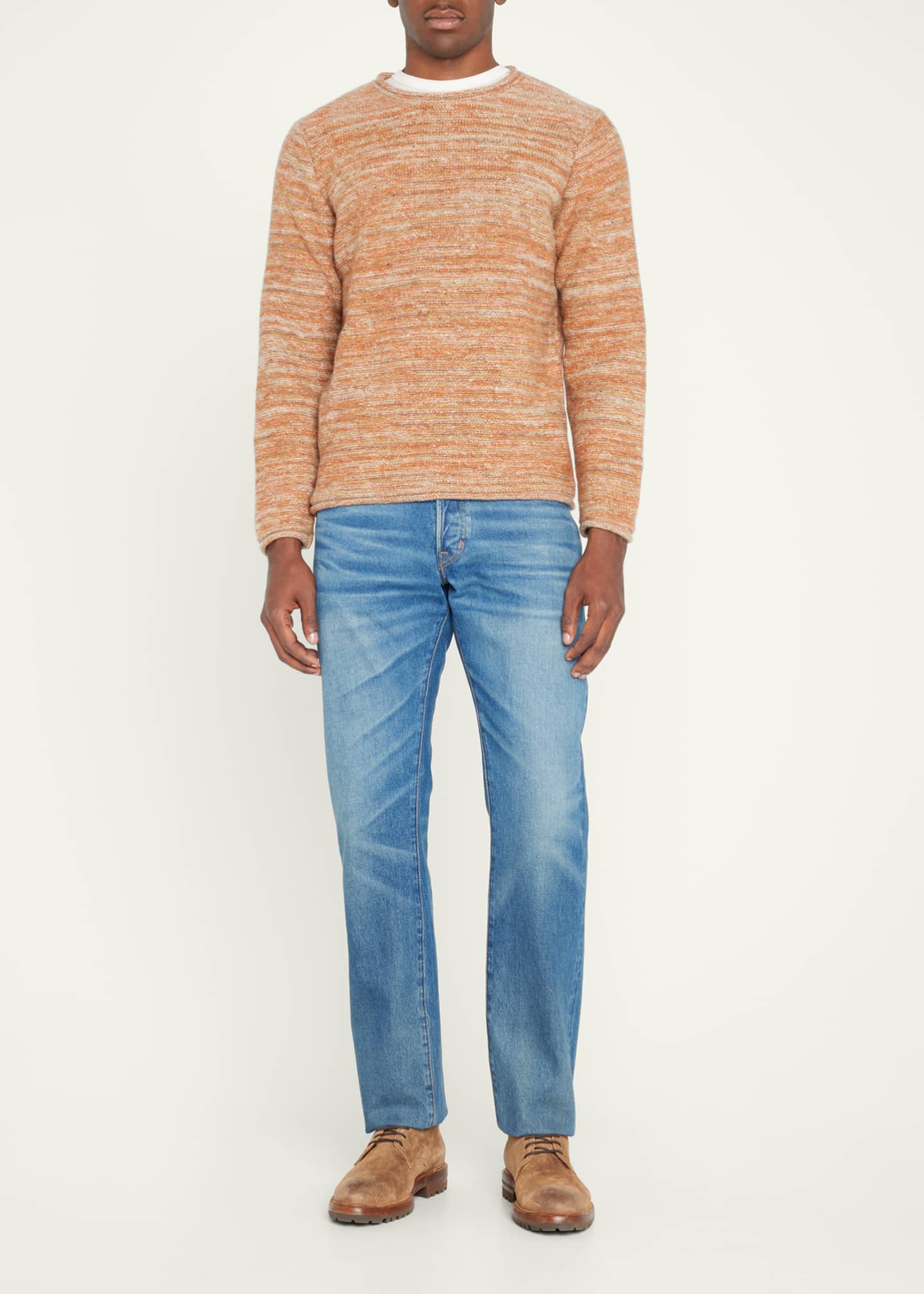 Inis Meain Men's Varied Stripe Wool Crewneck Sweater - Bergdorf Goodman