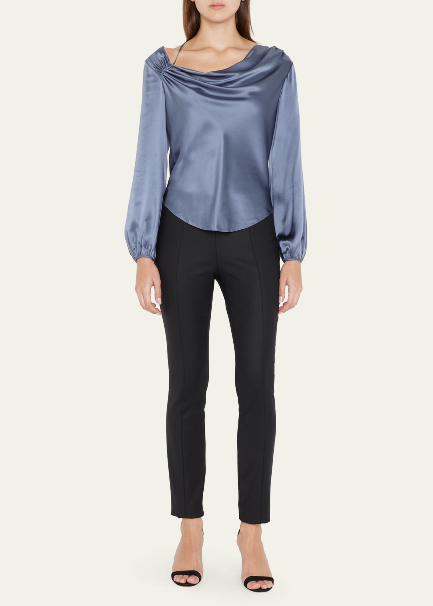 Cinq a Sept Jordy Cowl-Neck Crossover Satin Top - Bergdorf Goodman