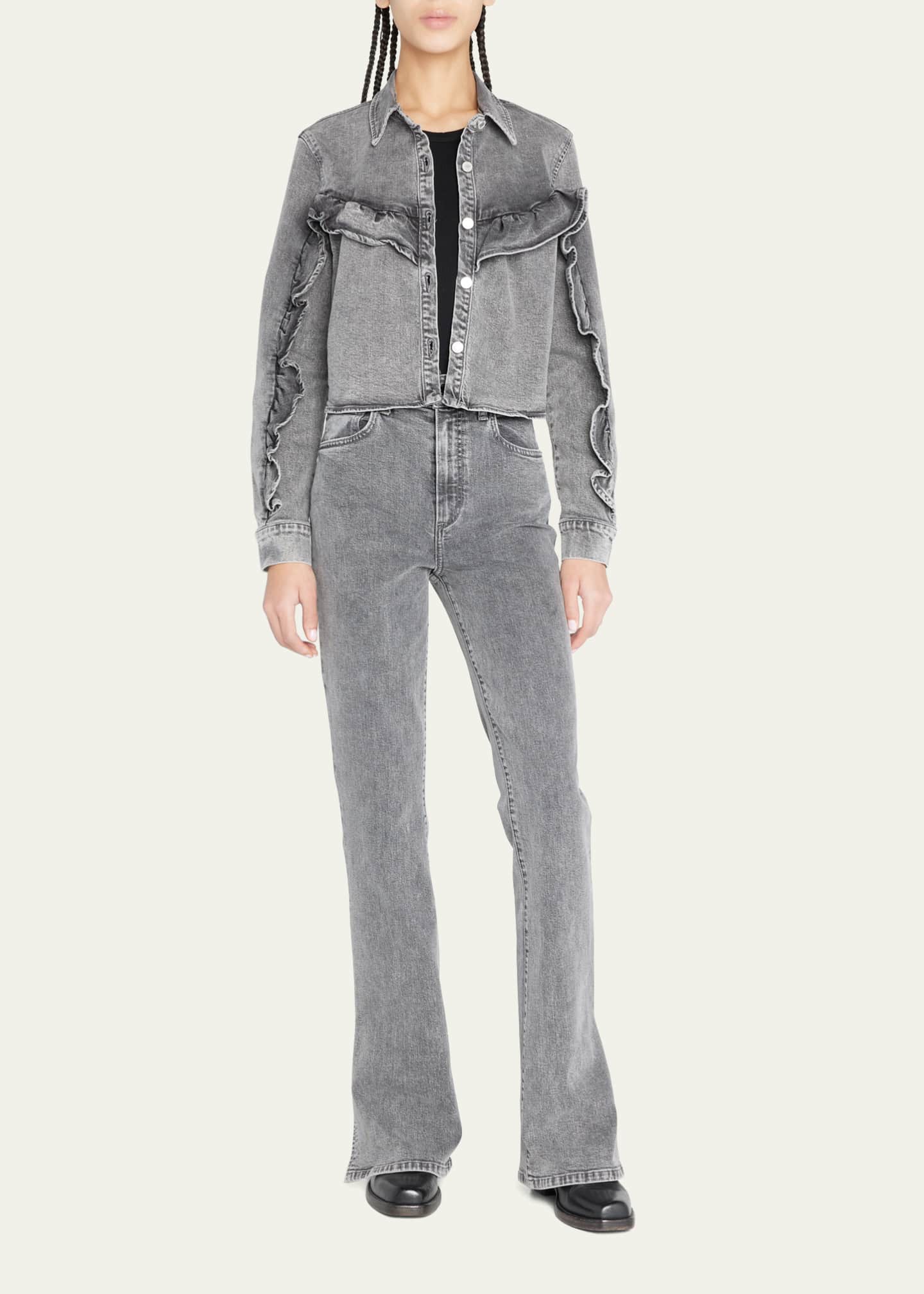 LE JEAN Nina Ruffled Denim Jacket - Bergdorf Goodman