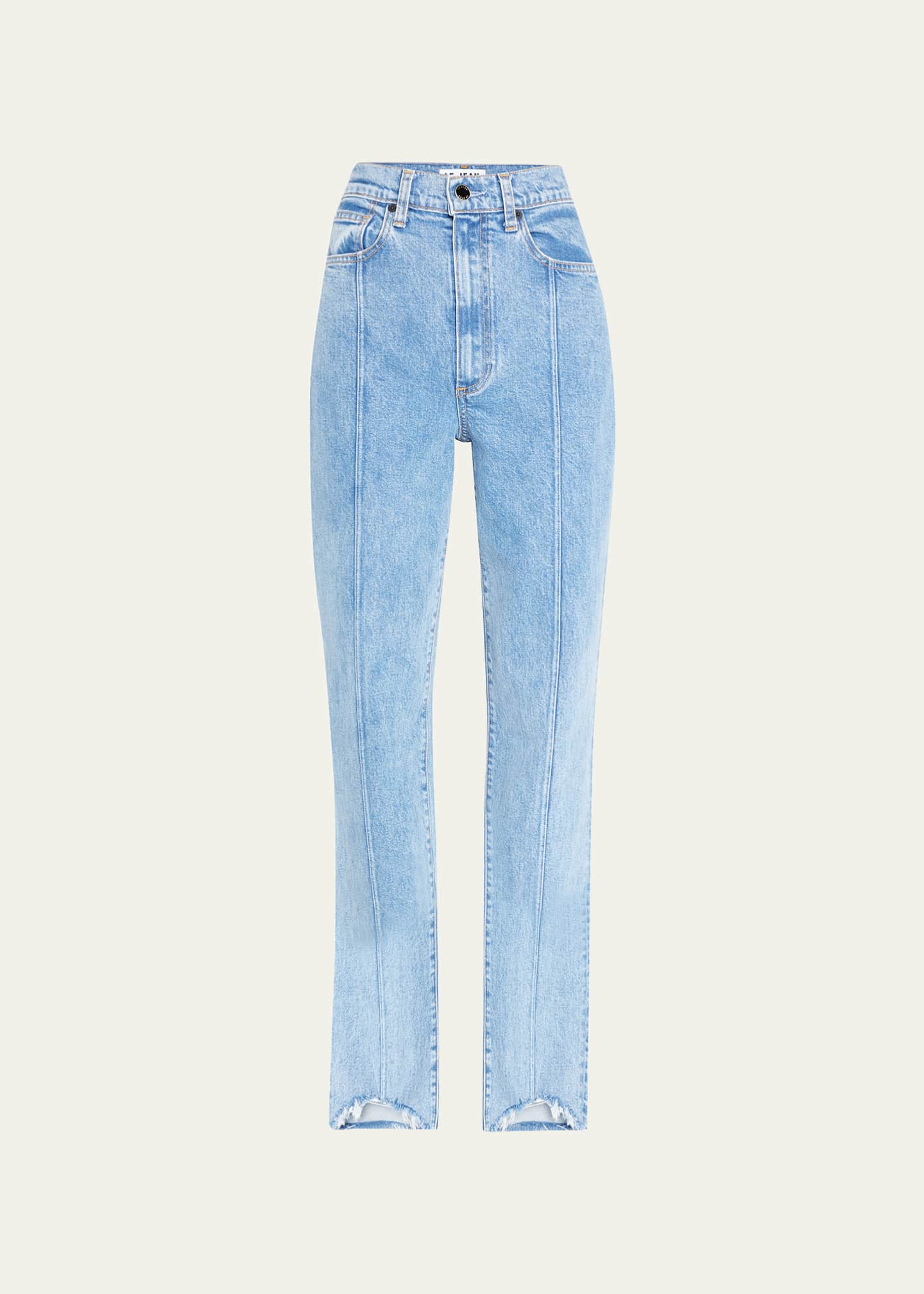 LE JEAN Phoenix Seamed Straight Frayed Jeans - Bergdorf Goodman