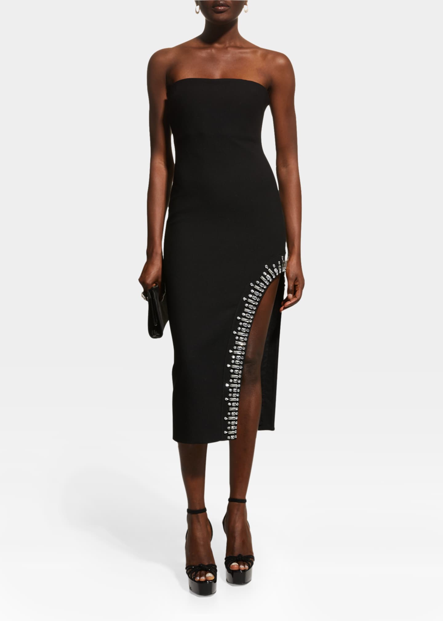 Cinq a Sept Sammy Beaded Crystal Strapless Midi Dress - Bergdorf Goodman