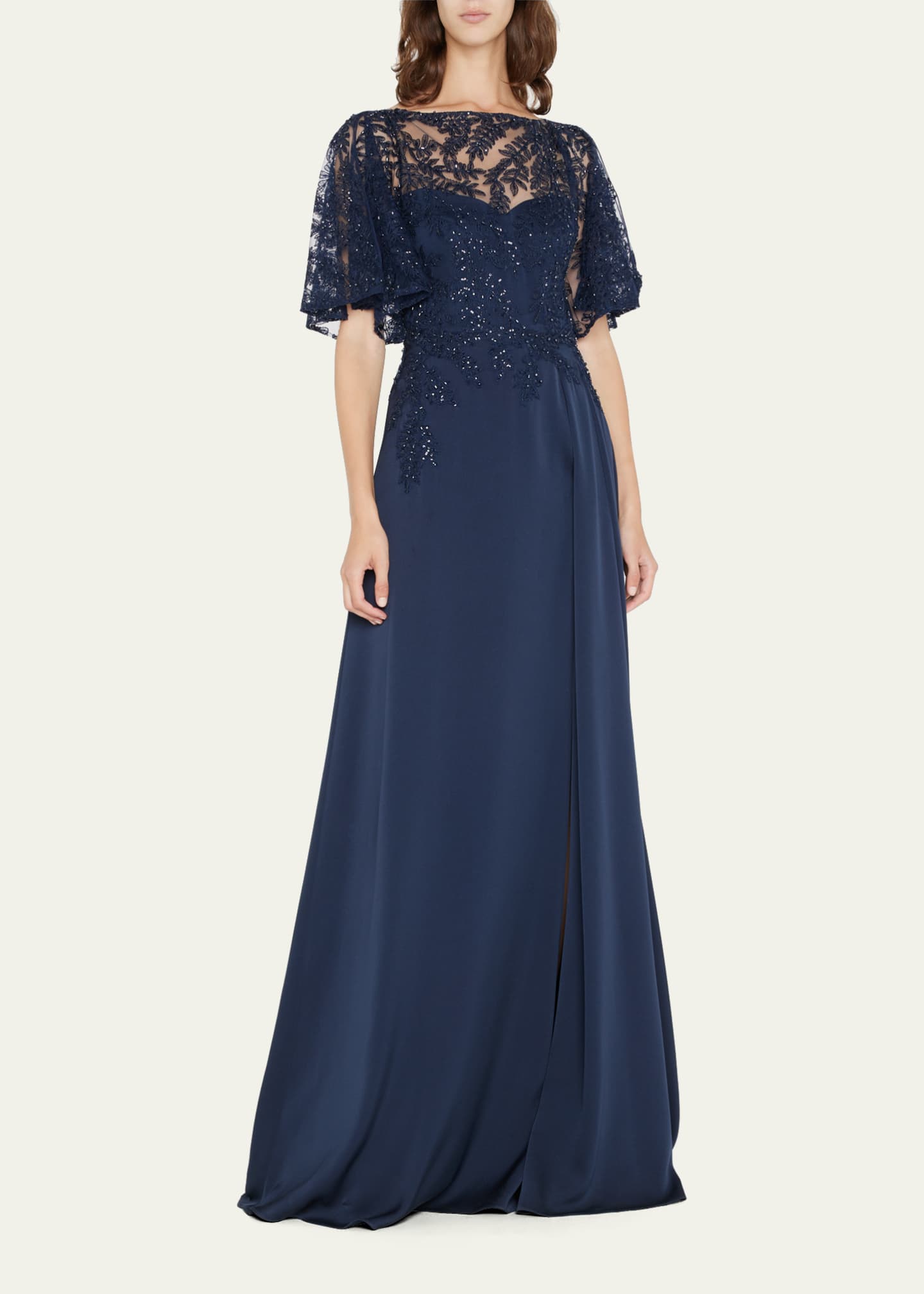 Rickie Freeman for Teri Jon Sheer Sequin Crepe Gown - Bergdorf Goodman