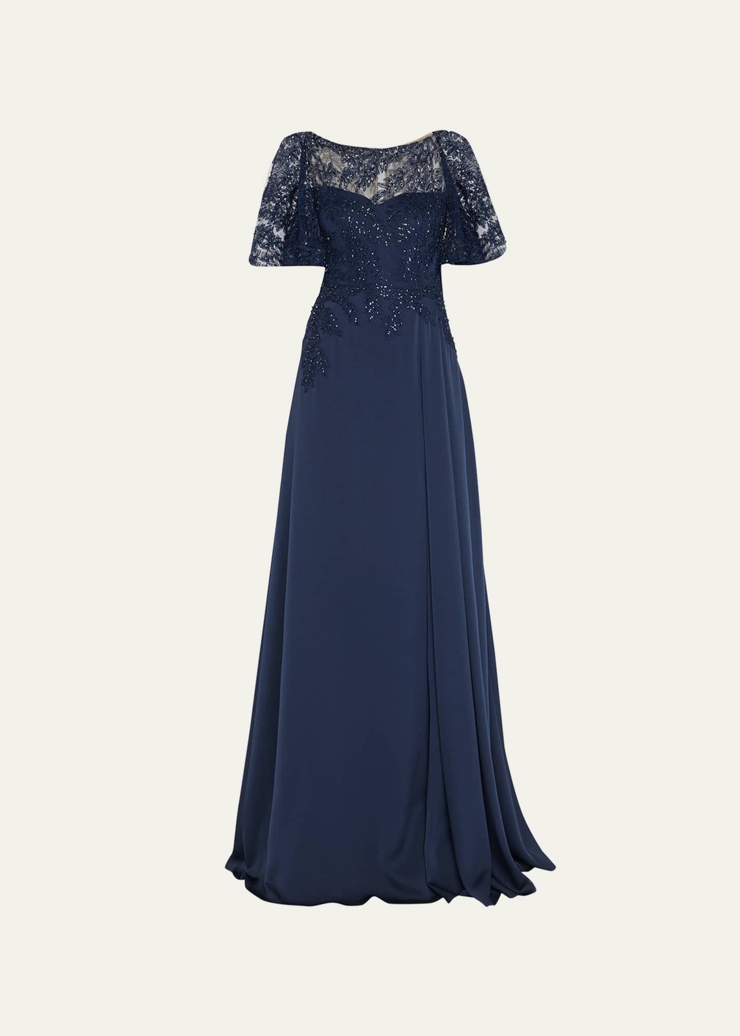 Rickie Freeman for Teri Jon Sheer Sequin Crepe Gown - Bergdorf Goodman