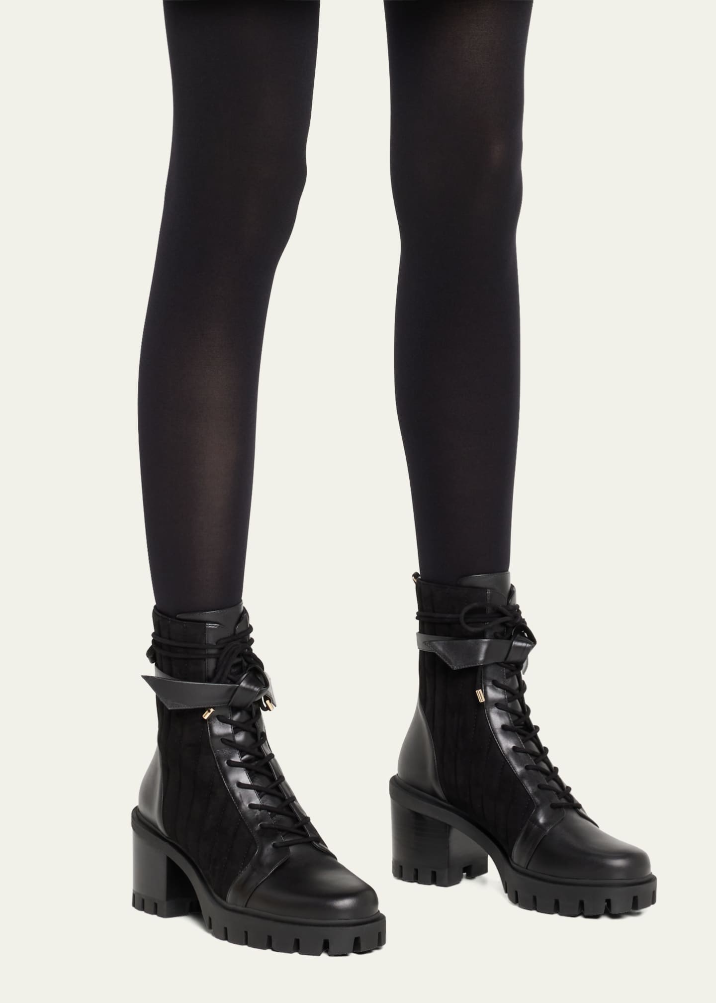 Alexandre Birman Clarita Quilted Lug-Sole Combat Booties - Bergdorf Goodman