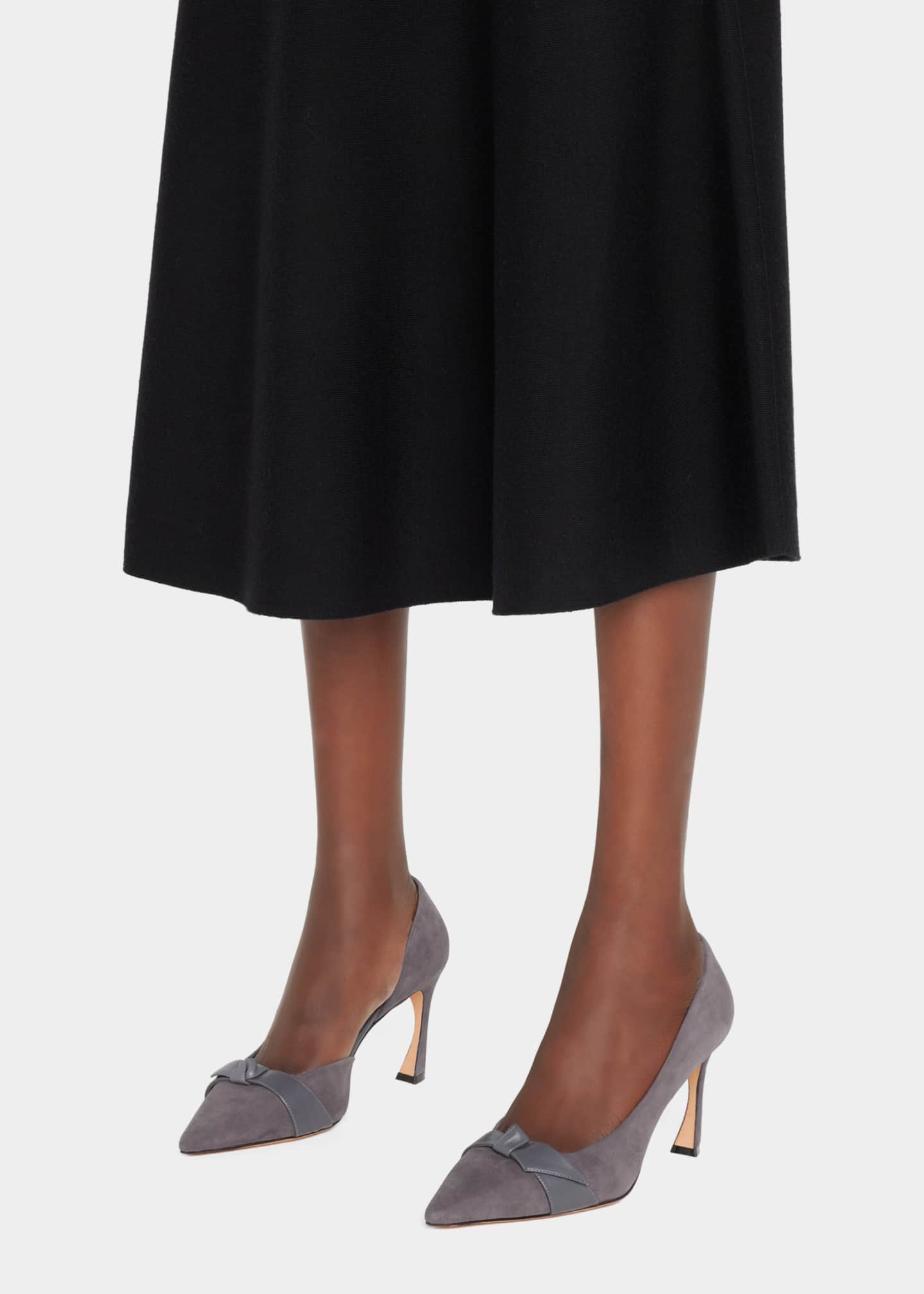 Alexandre Birman Clarita Suede Bow Asymmetric Pumps - Bergdorf Goodman