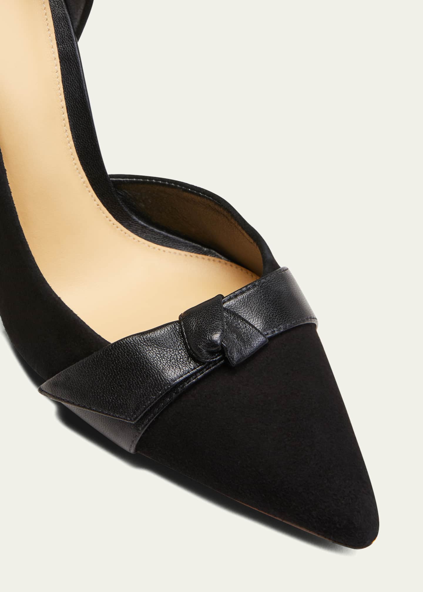 Alexandre Birman Half-D'orsay Suede Bow Pumps - Bergdorf Goodman
