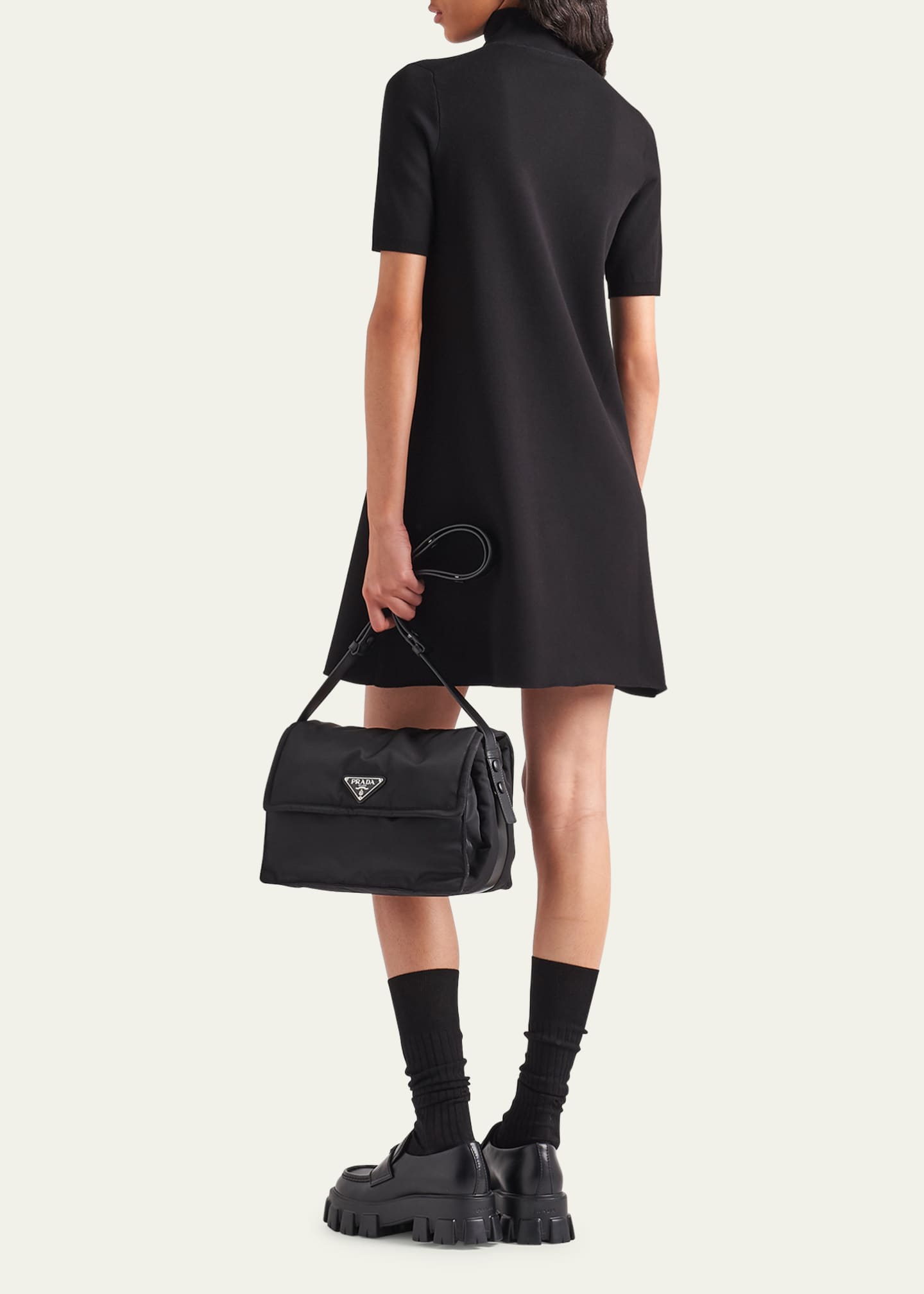 Prada Zip Front Wool Mini Dress - Bergdorf Goodman