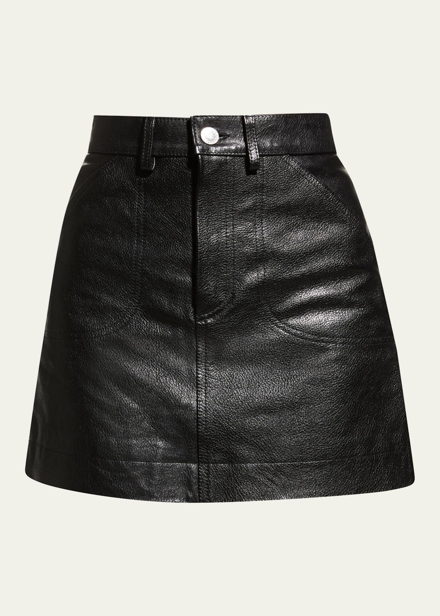 Redone 70s Pocket Mini Textured Leather Skirt Bergdorf Goodman 9985