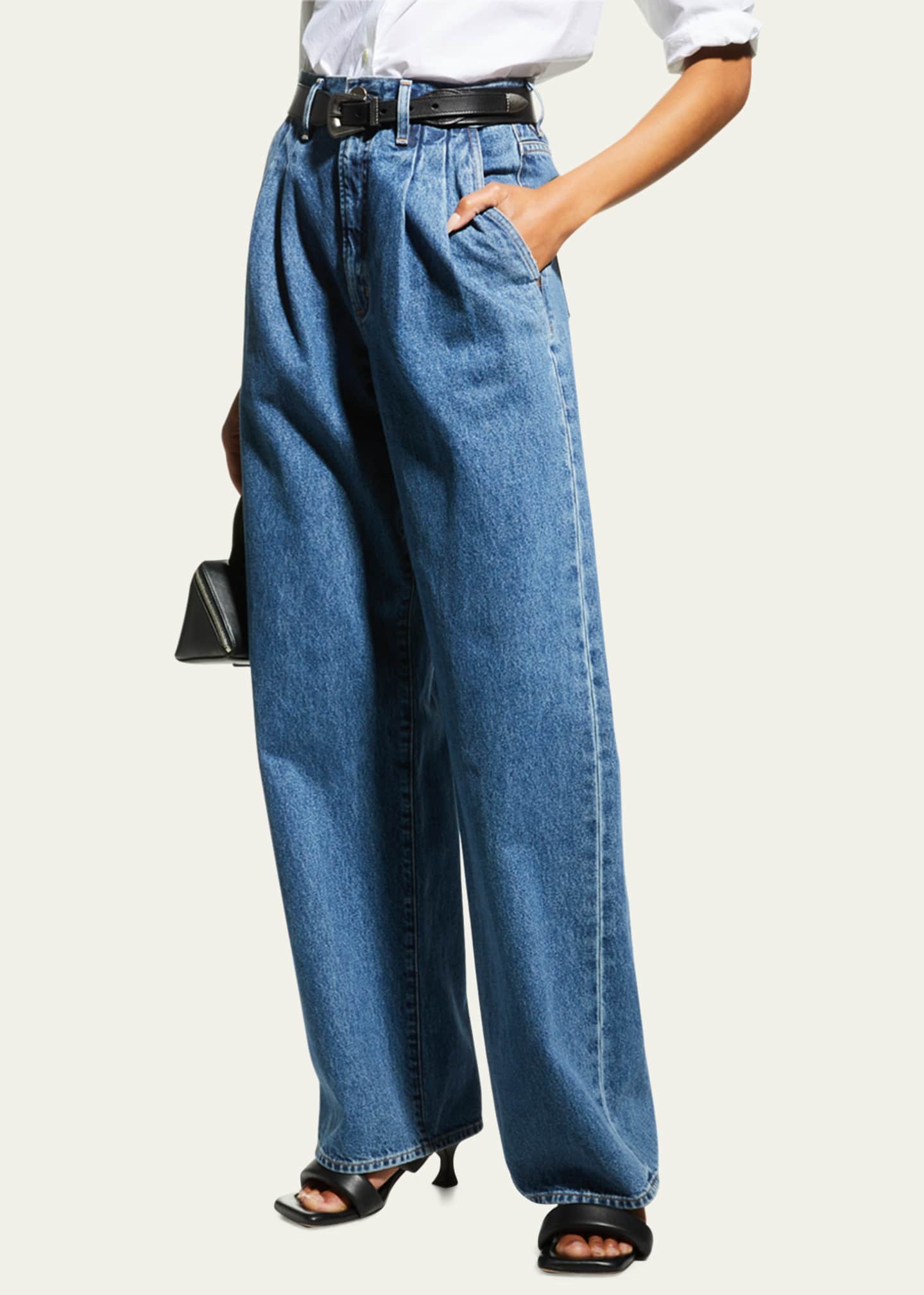 Goldsign The Edgar Pleated Wide-Leg Trouser Jeans - Bergdorf Goodman