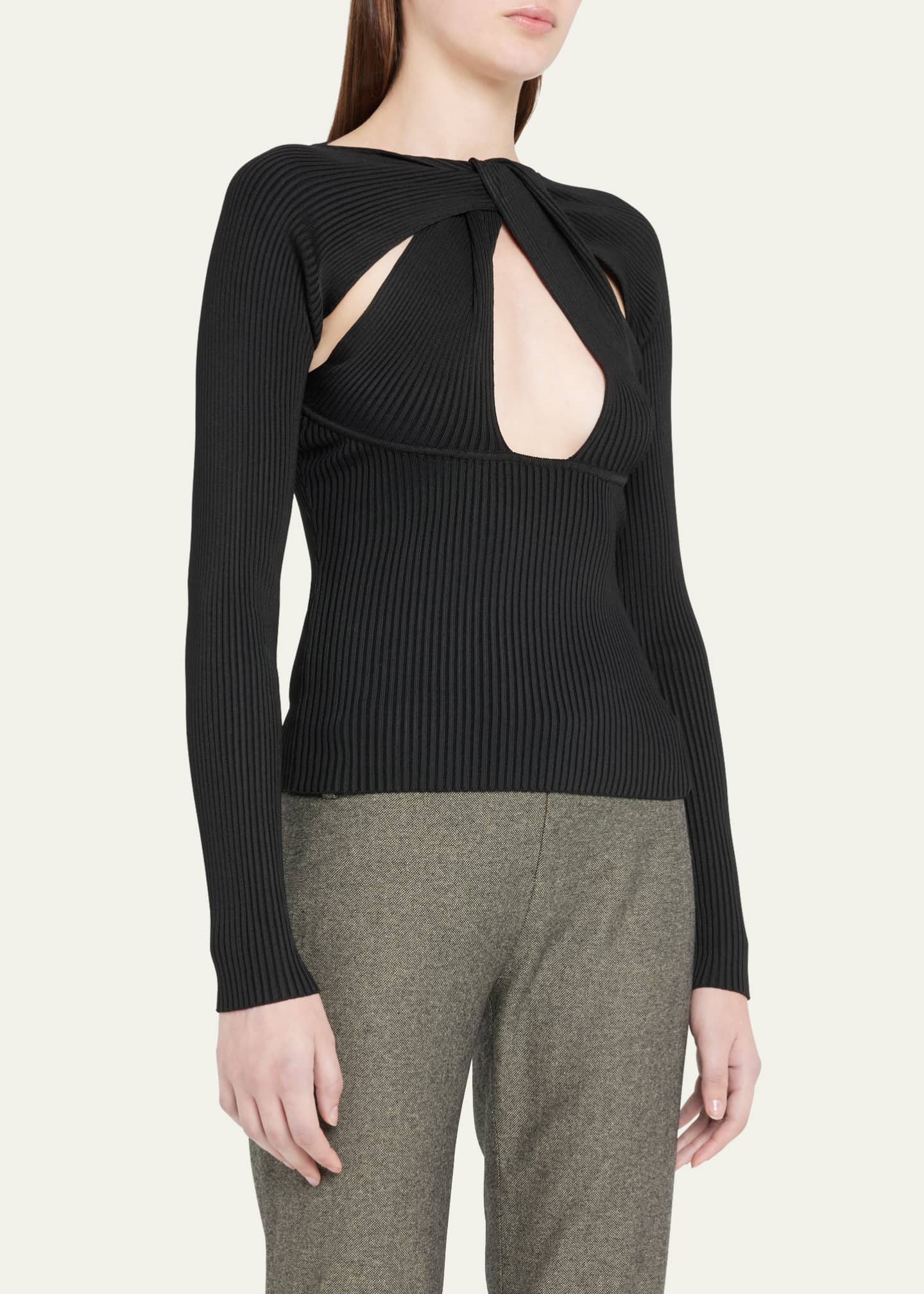 Coperni Twist Front Knit Top w/ Cutouts - Bergdorf Goodman
