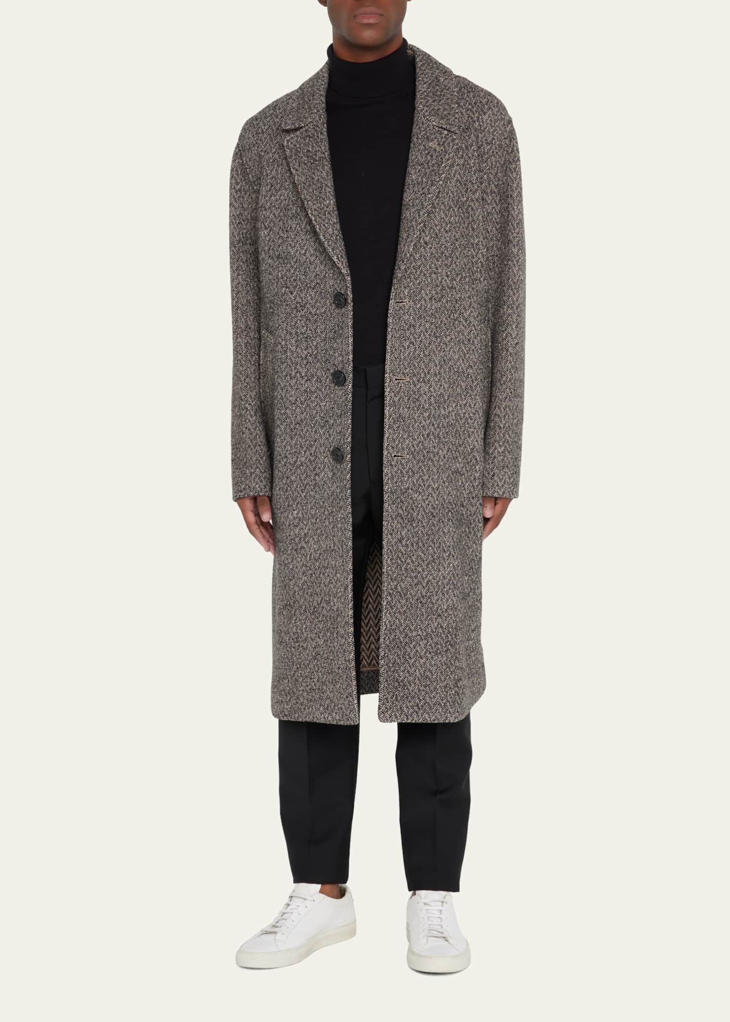 Missoni Men's Felted Herringbone Knit Overcoat - Bergdorf Goodman
