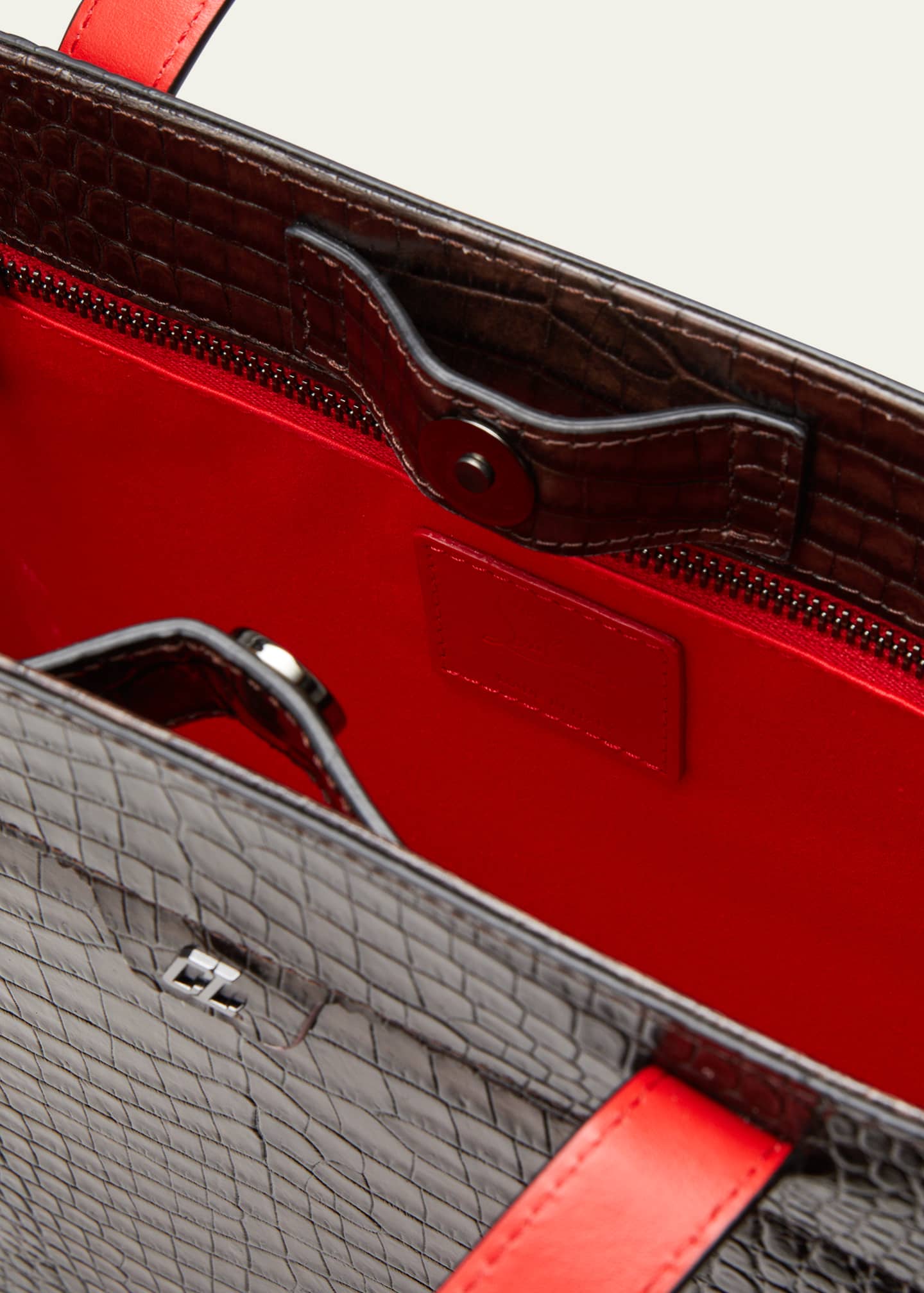 Christian Louboutin Men's Ruistote Croc-Effect Leather Tote Bag ...