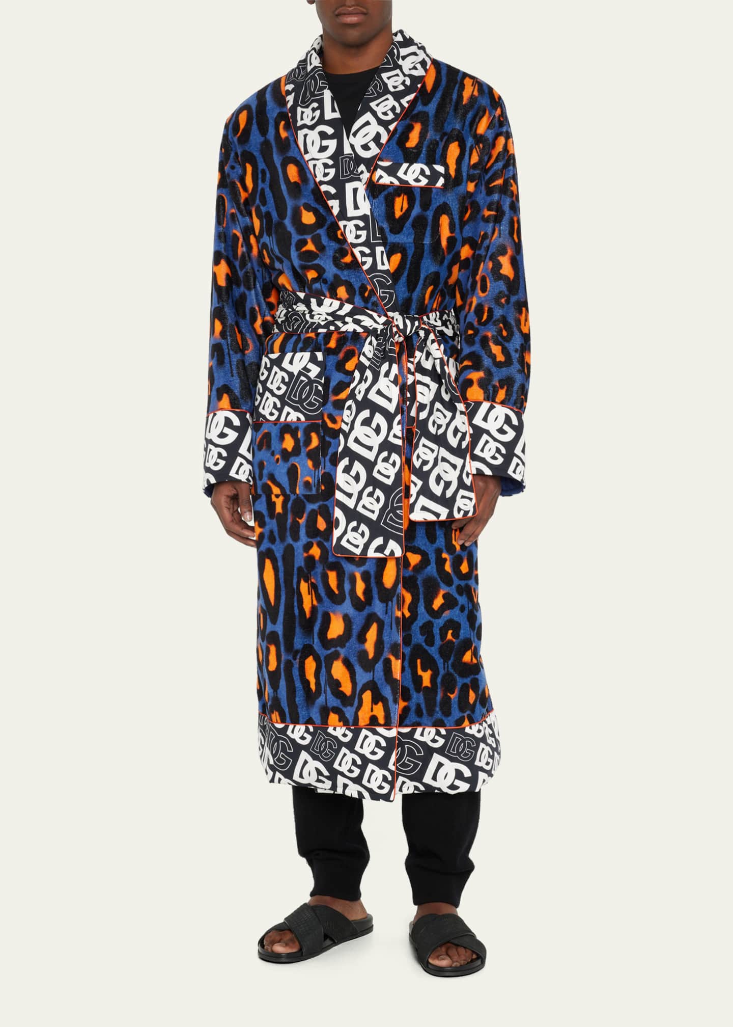 Dolce&Gabbana Men's Graffiti Leopard Monogram Terry Bathrobe - Bergdorf ...