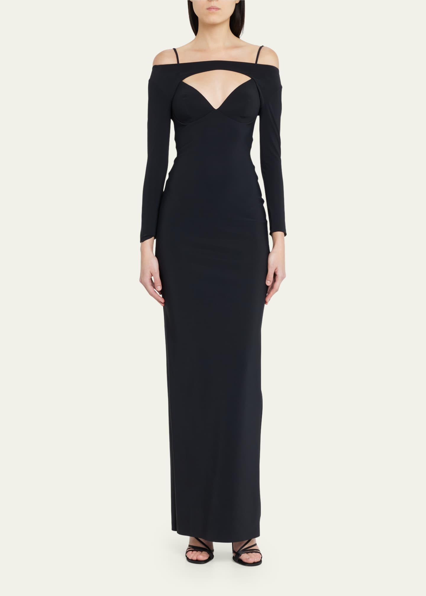 Chiara Boni La Petite Robe Amelia 3/4-Sleeve Cutout Gown - Bergdorf Goodman