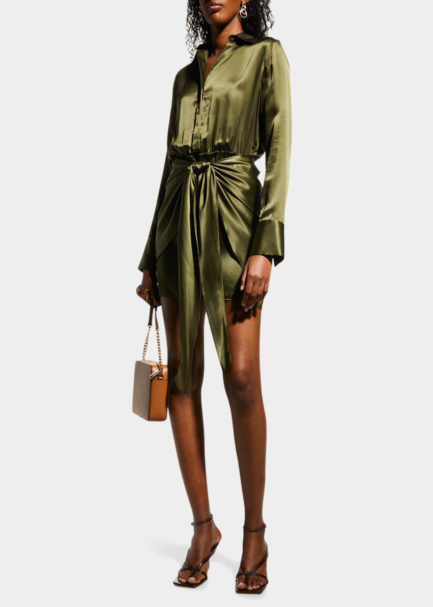 L'Agence Atlas Silk Wrap Front Mini Dress - Bergdorf Goodman