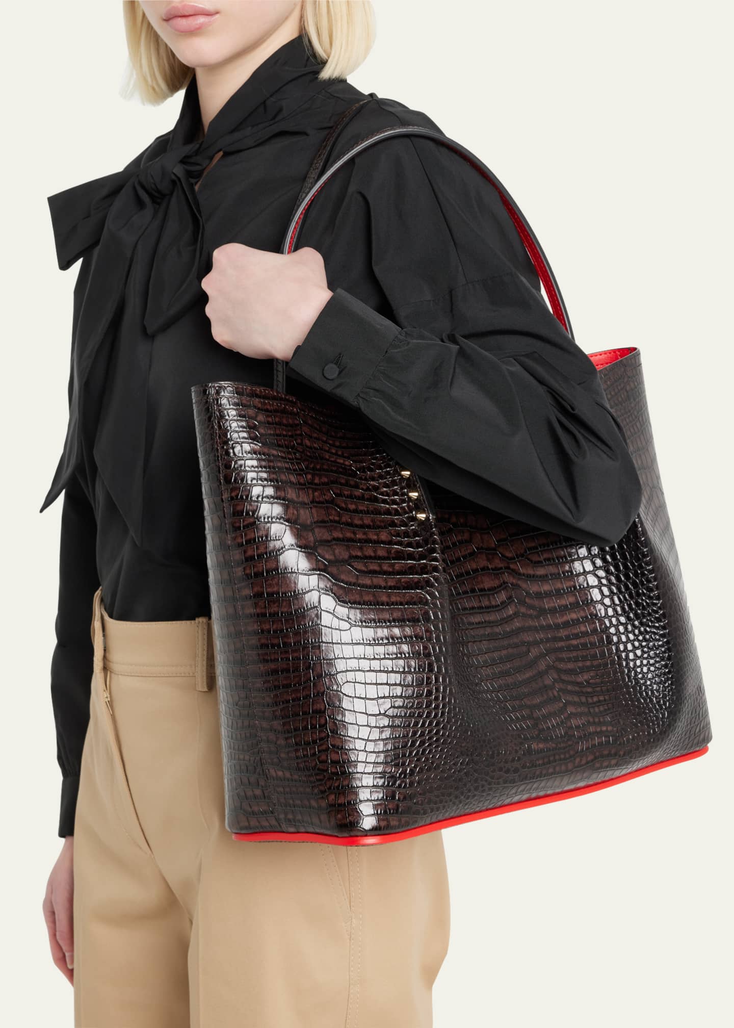 Christian Louboutin Cabarock Large Croc-Embossed Tote Bag - Bergdorf ...