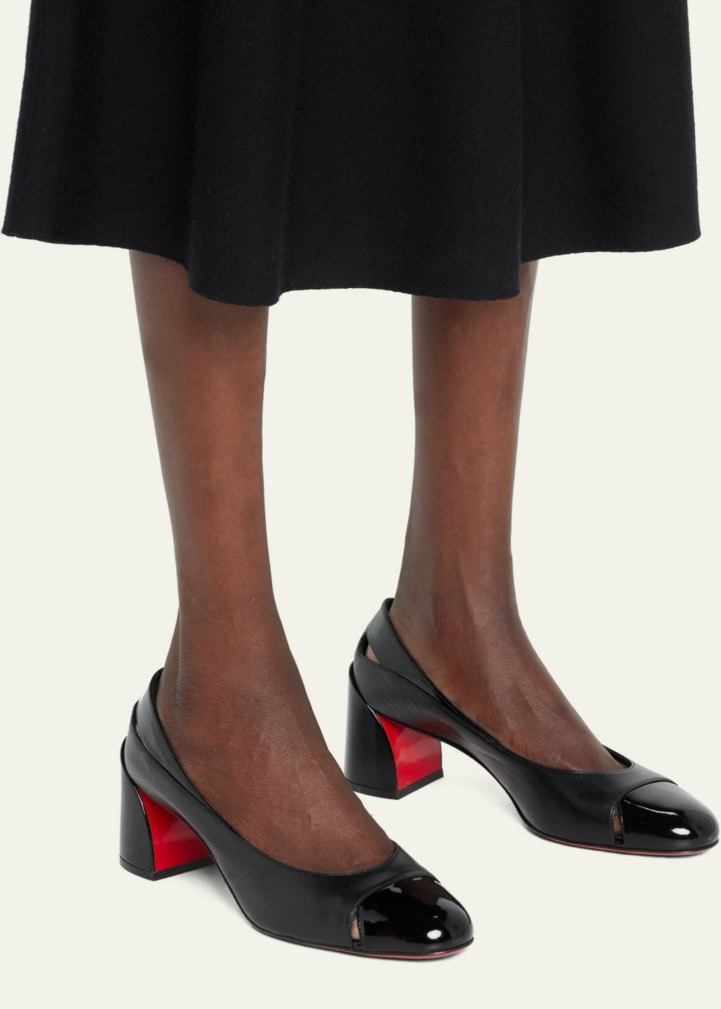 Christian Louboutin Miss Duvette Mixed Leather Red Sole Pumps ...