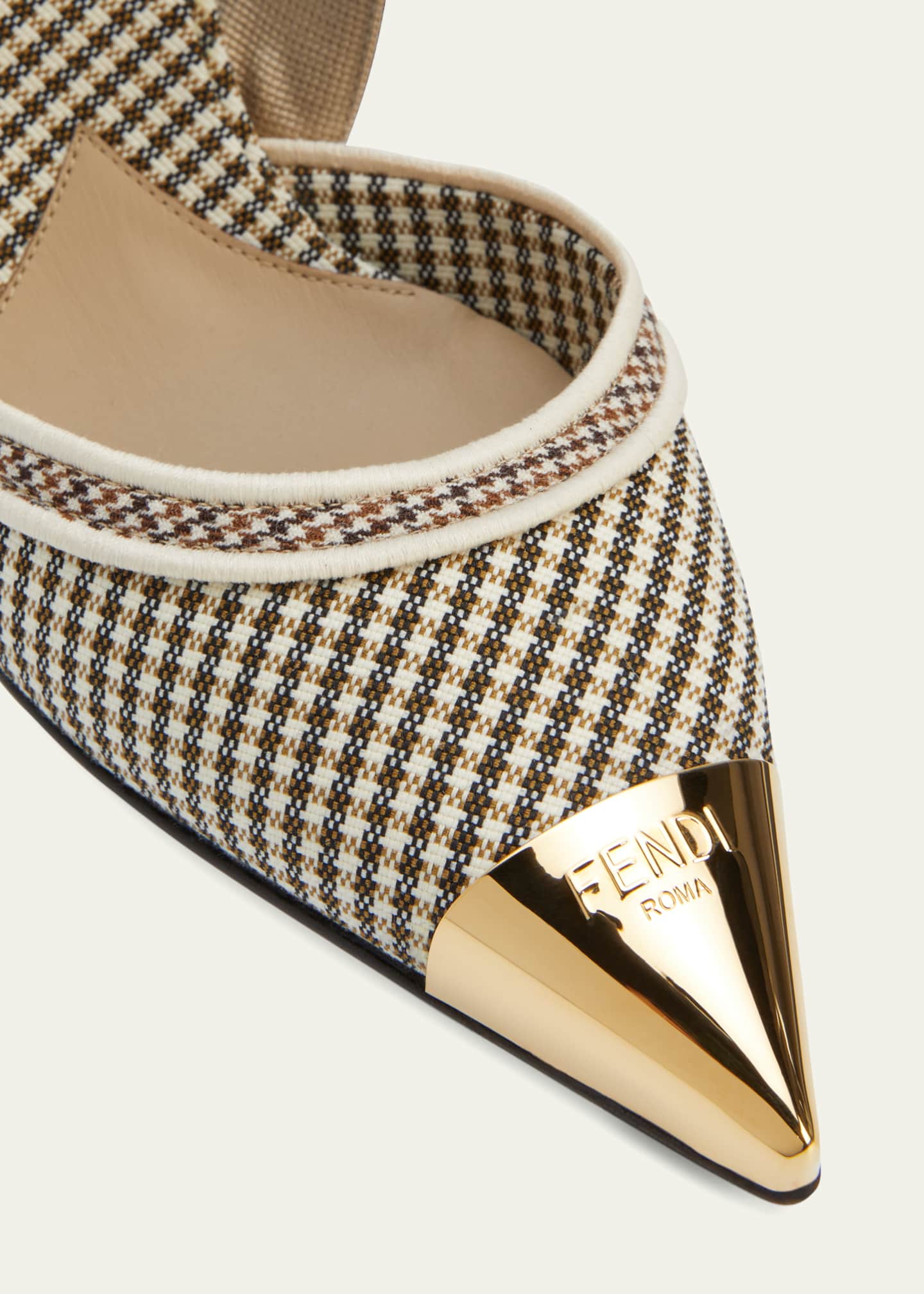 Fendi Colibri Metallic-Toe Houndstooth Slingback Pumps - Bergdorf Goodman