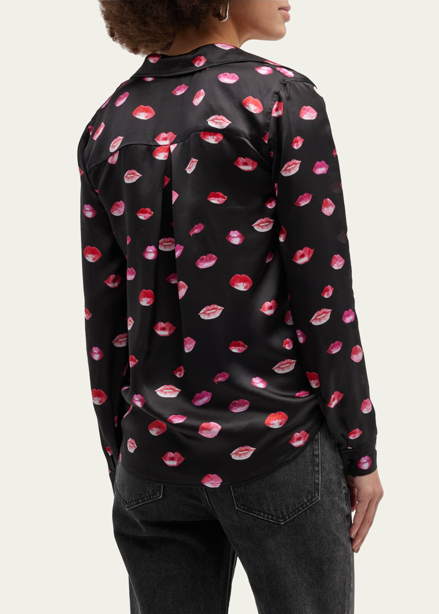 L'Agence Tyler Holly Lips Long-Sleeve Blouse - Bergdorf Goodman