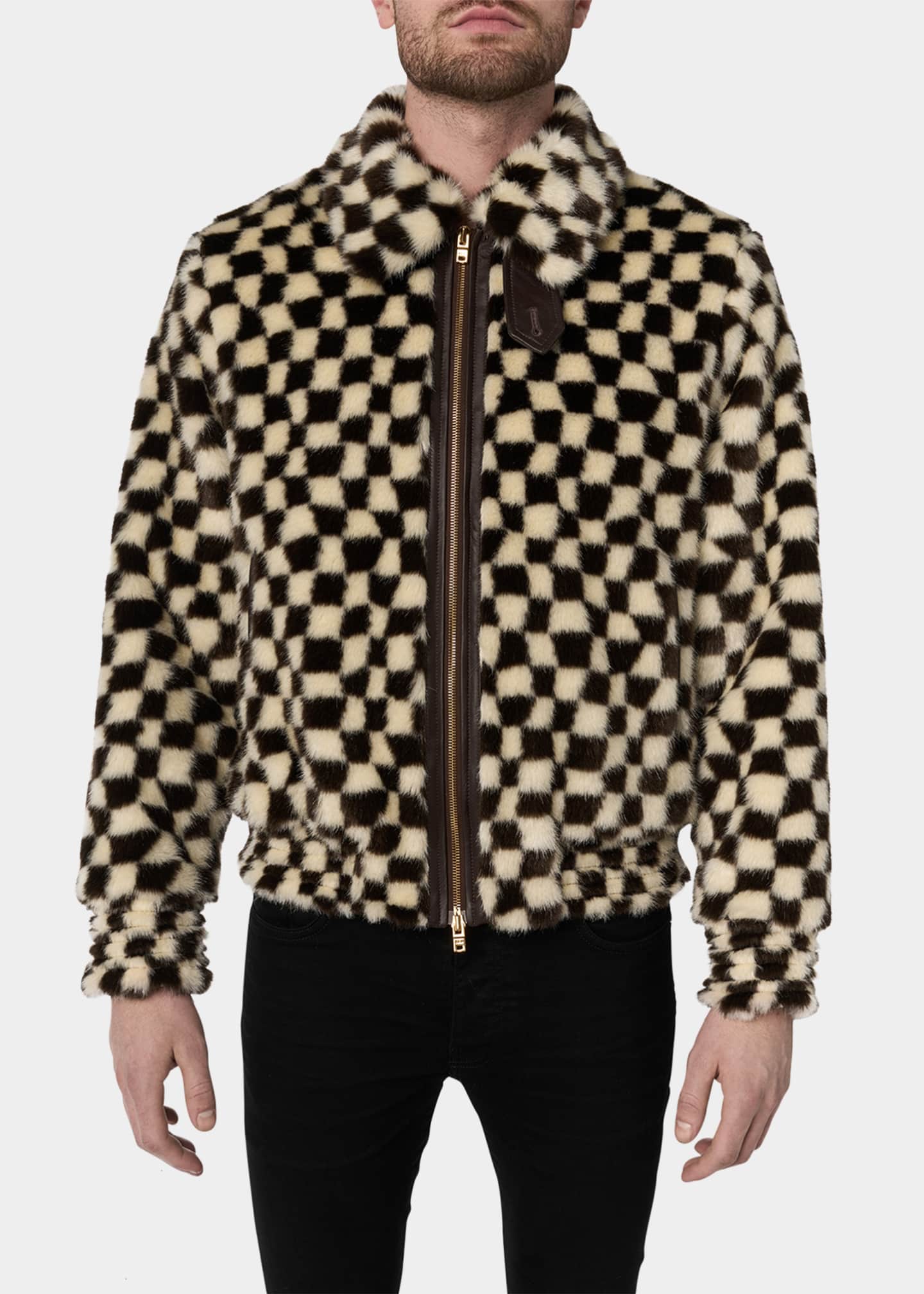 Amiri Men's Checkered Faux-Fur Bomber Jacket - Bergdorf Goodman