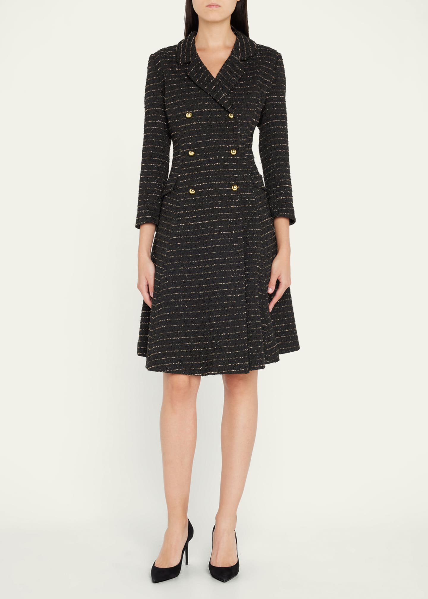 Rickie Freeman for Teri Jon Double-Breasted Twill Coat Dress - Bergdorf ...