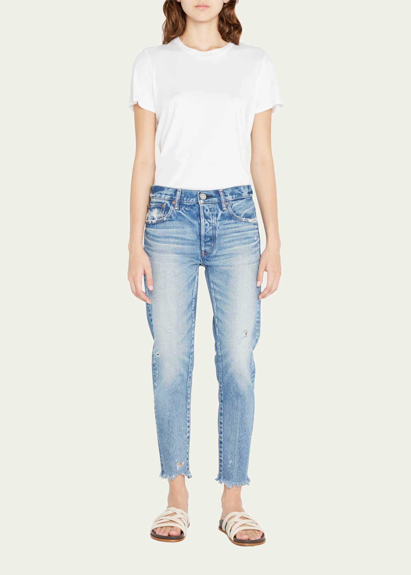 MOUSSY VINTAGE Merry Distressed Straight Tapered Ankle Jeans with ...