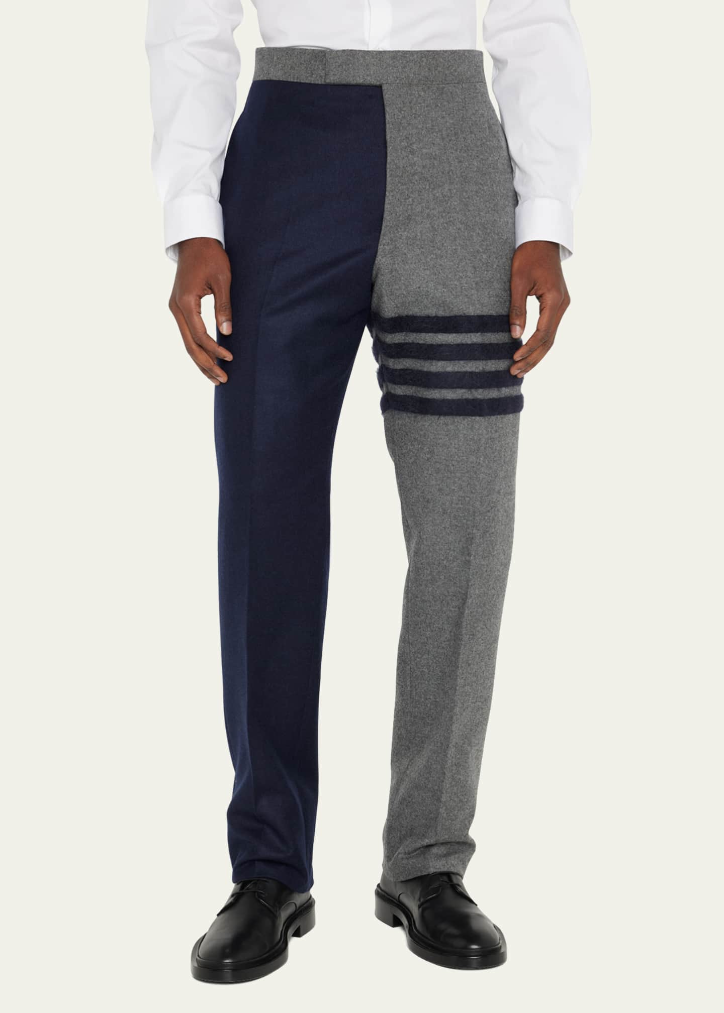 Thom Browne Men's 4-Bar Felted Colorblock Trousers - Bergdorf Goodman