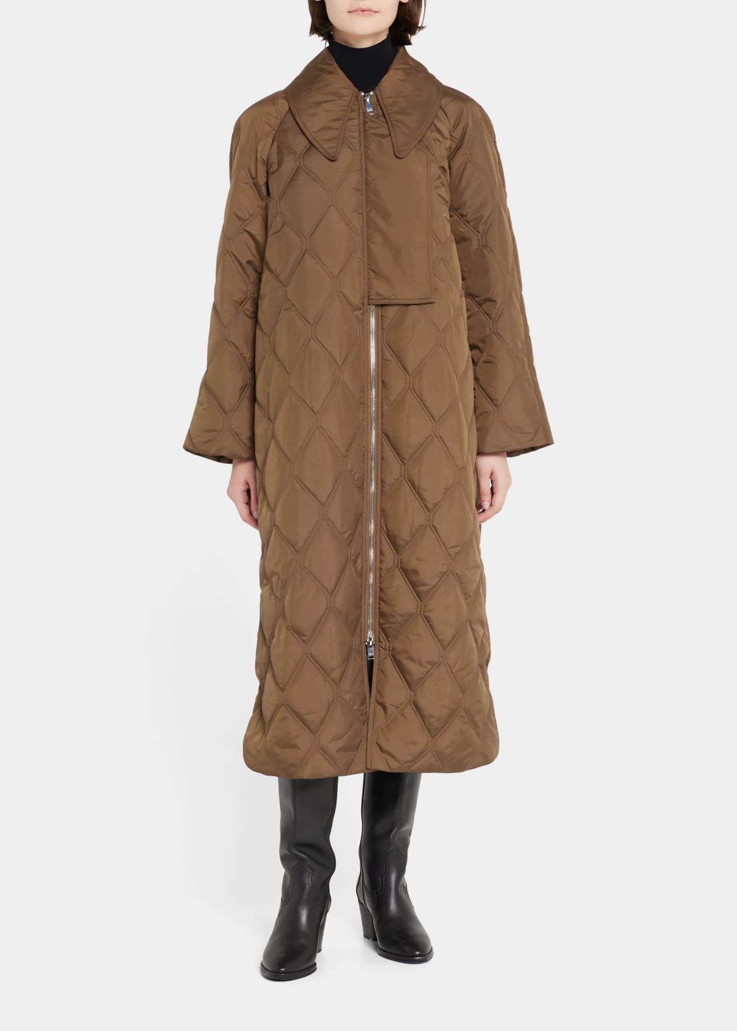 Ganni Long Quilted Coat - Bergdorf Goodman
