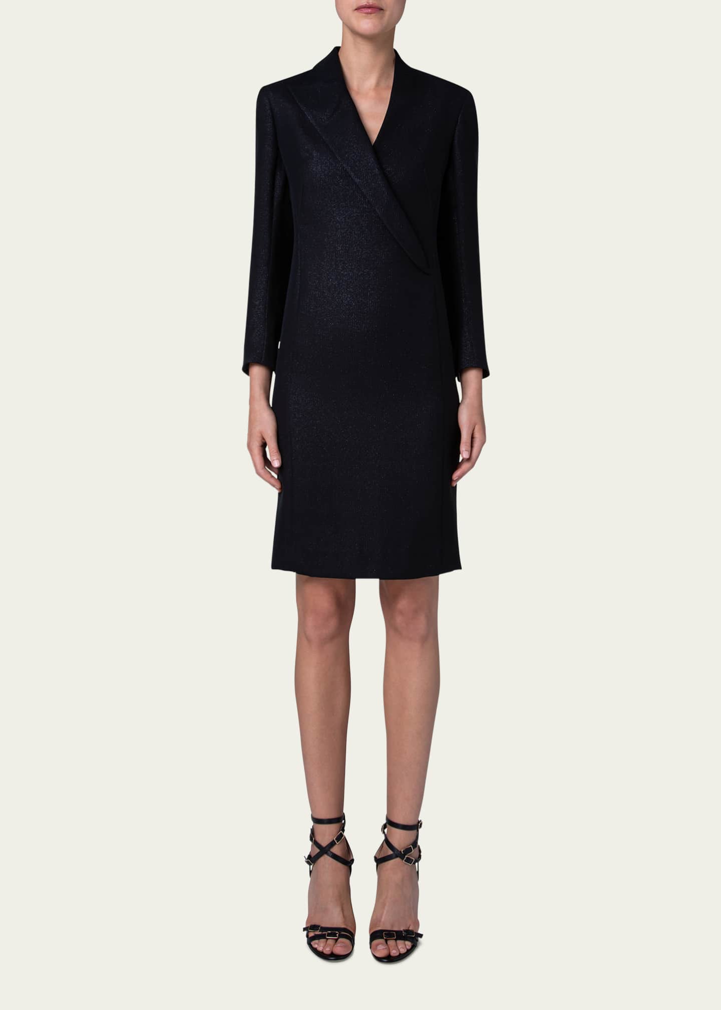 Akris Metallic Asymmetric Tuxedo Dress - Bergdorf Goodman