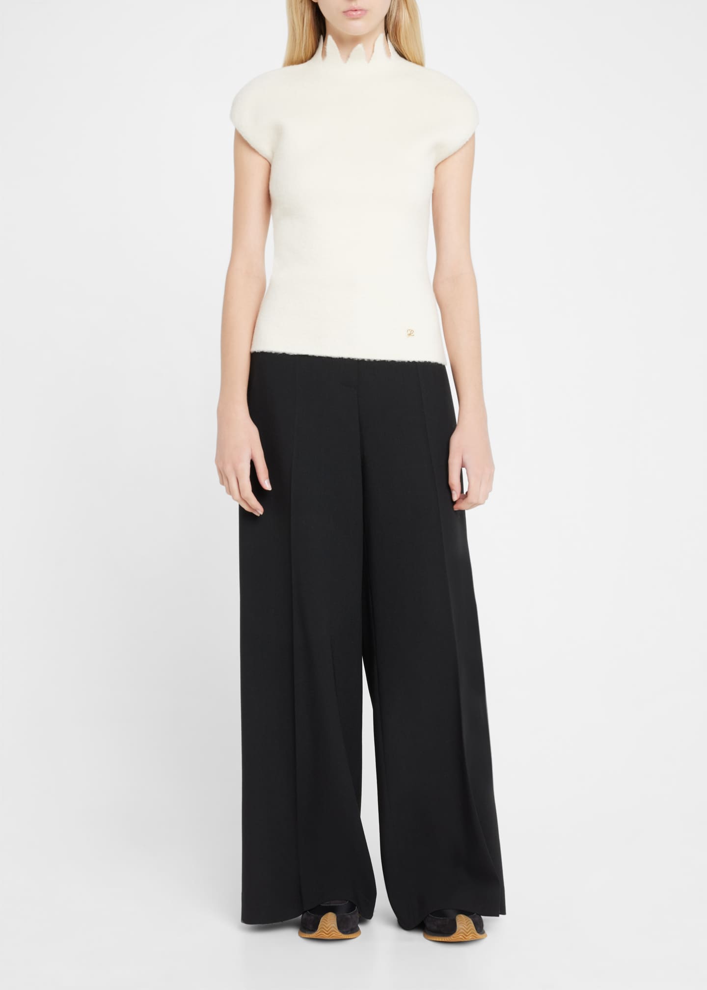 Loewe Scallop Neckline Wool Top - Bergdorf Goodman