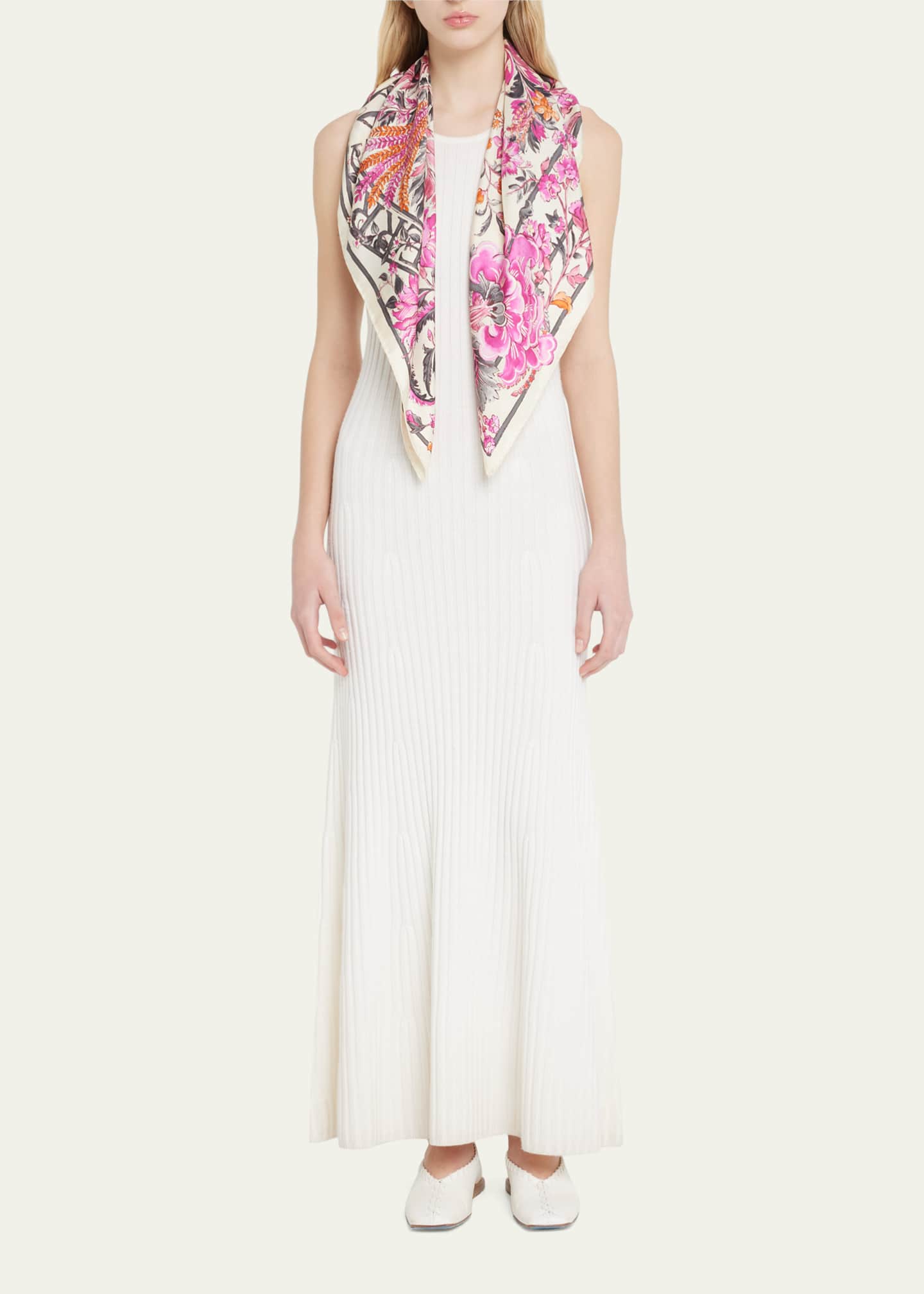 Ferragamo Foulard Floral Cheetah Silk Square Scarf - Bergdorf Goodman